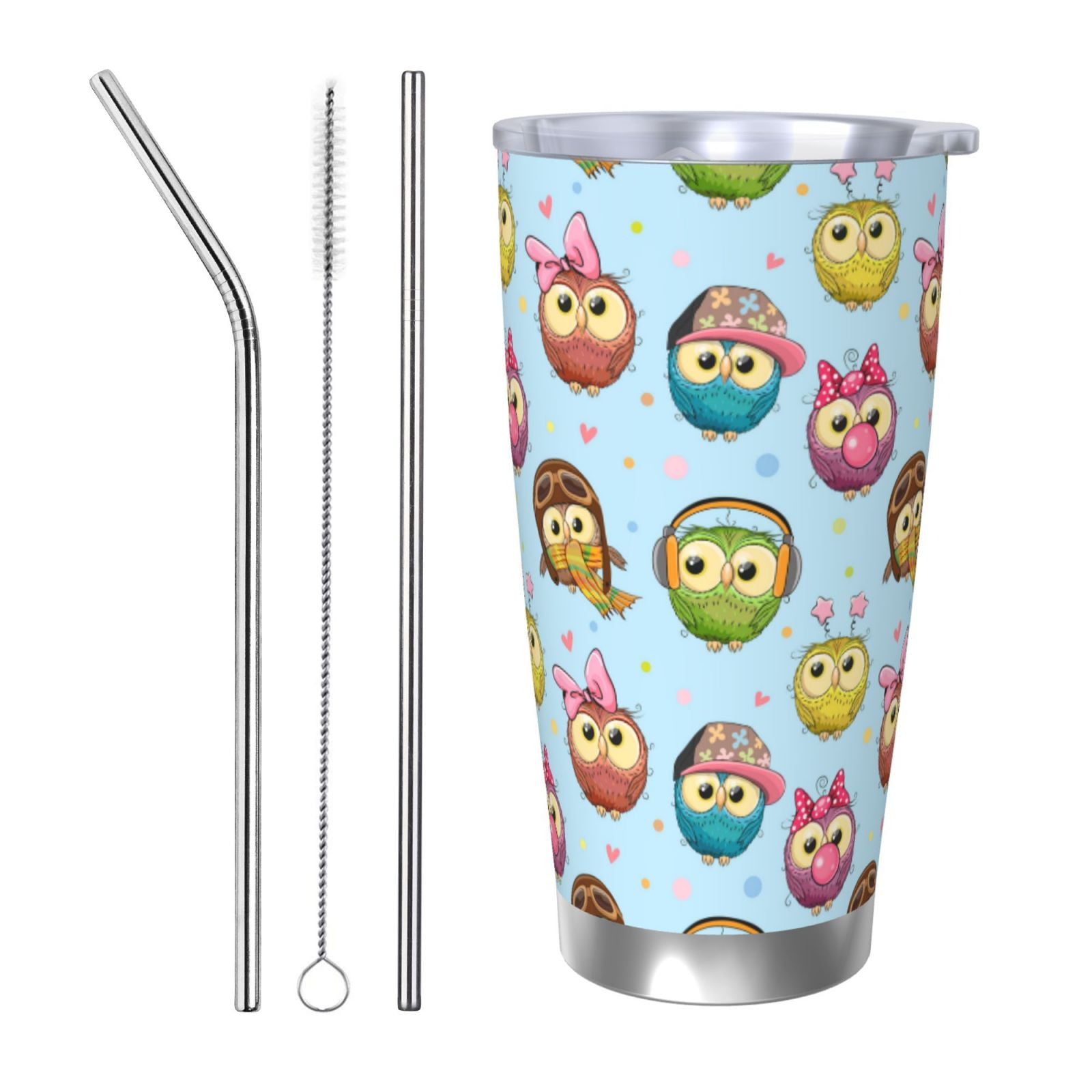 Fotbe Cute Cartoon Owls 3 Pattern 20 oz Tumbler Stainless Steel Vacuum ...