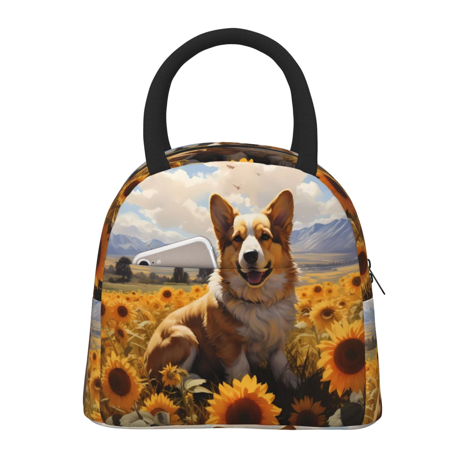 Fotbe Cute Corgi Sunflower Pattern Lunch Bag, Insulated Lunch Box ...