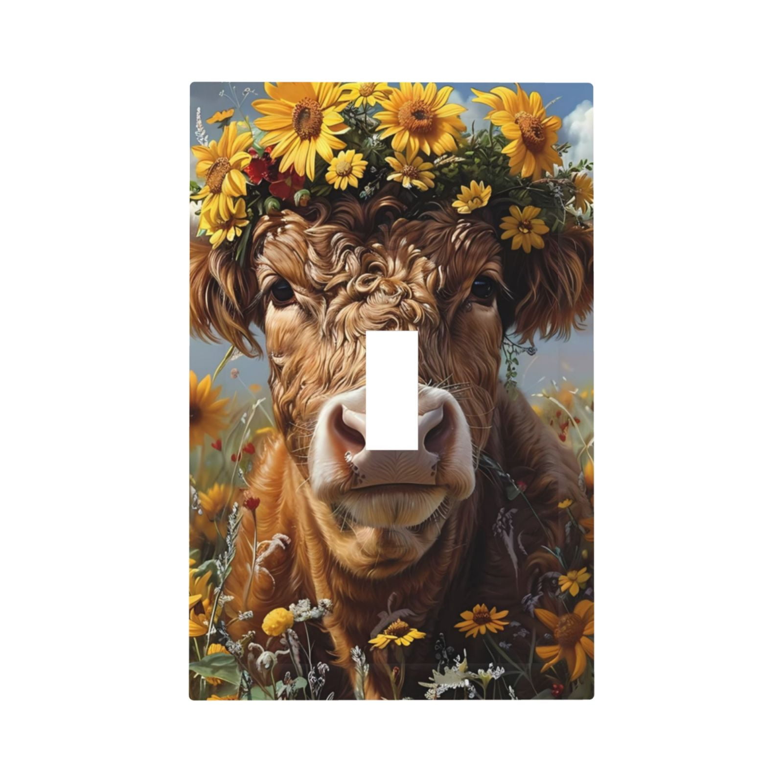 Fotbe Cute Cow Sunflower Crown A Print Duplex Receptacle Wall Plate, 1 ...