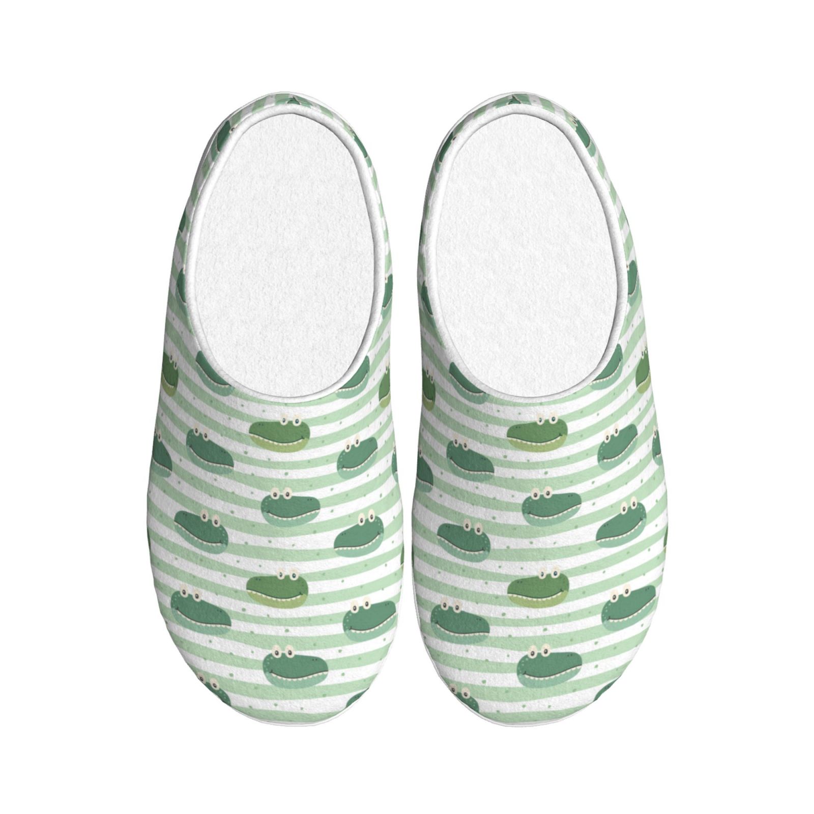 Fotbe Cute Crocodile Pattern Women's Fuzzy Curly Fur Memory Foam Loafer ...