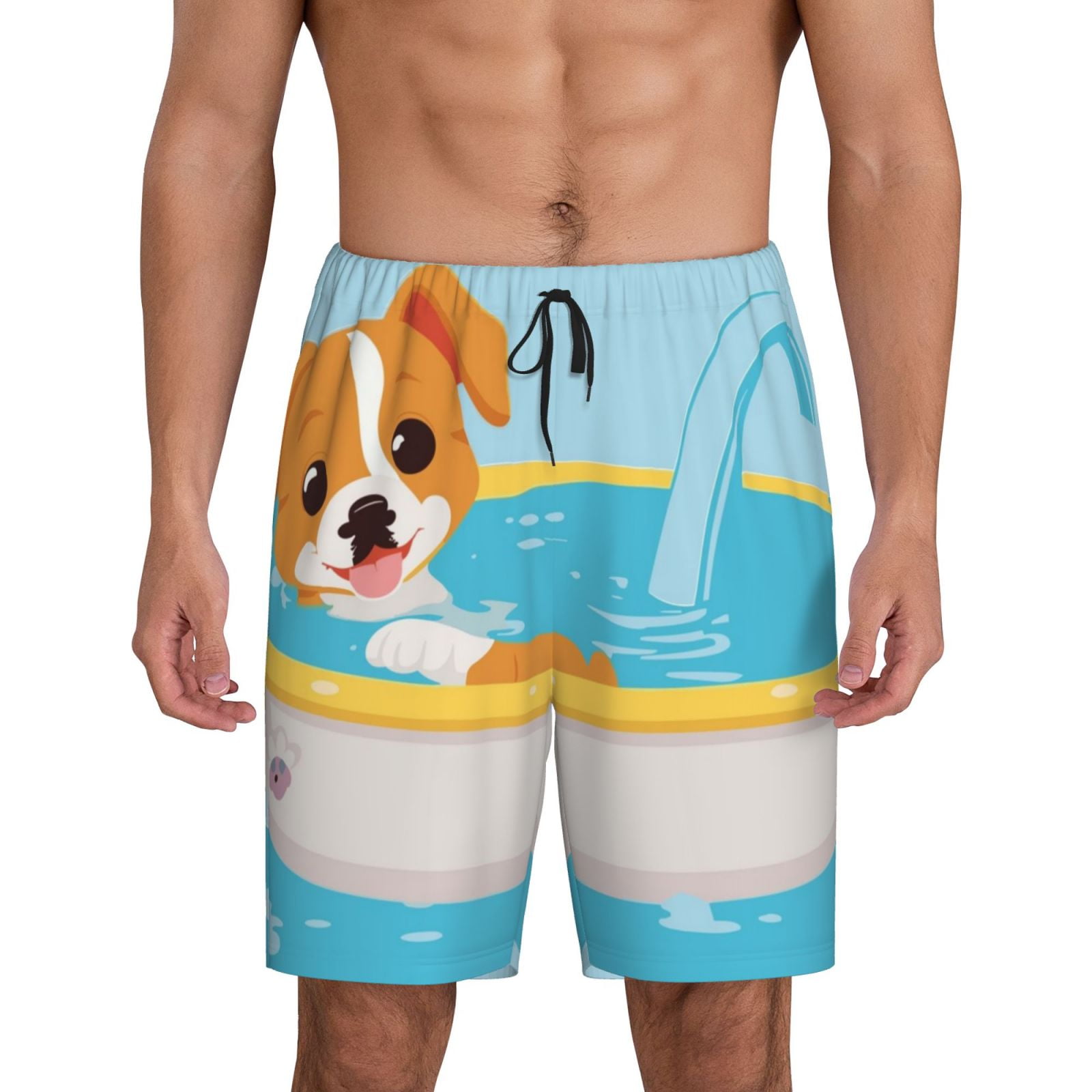 Fotbe Cute Dog In Bath Pajama Shorts for Men, Men's Pajama Bottoms ...