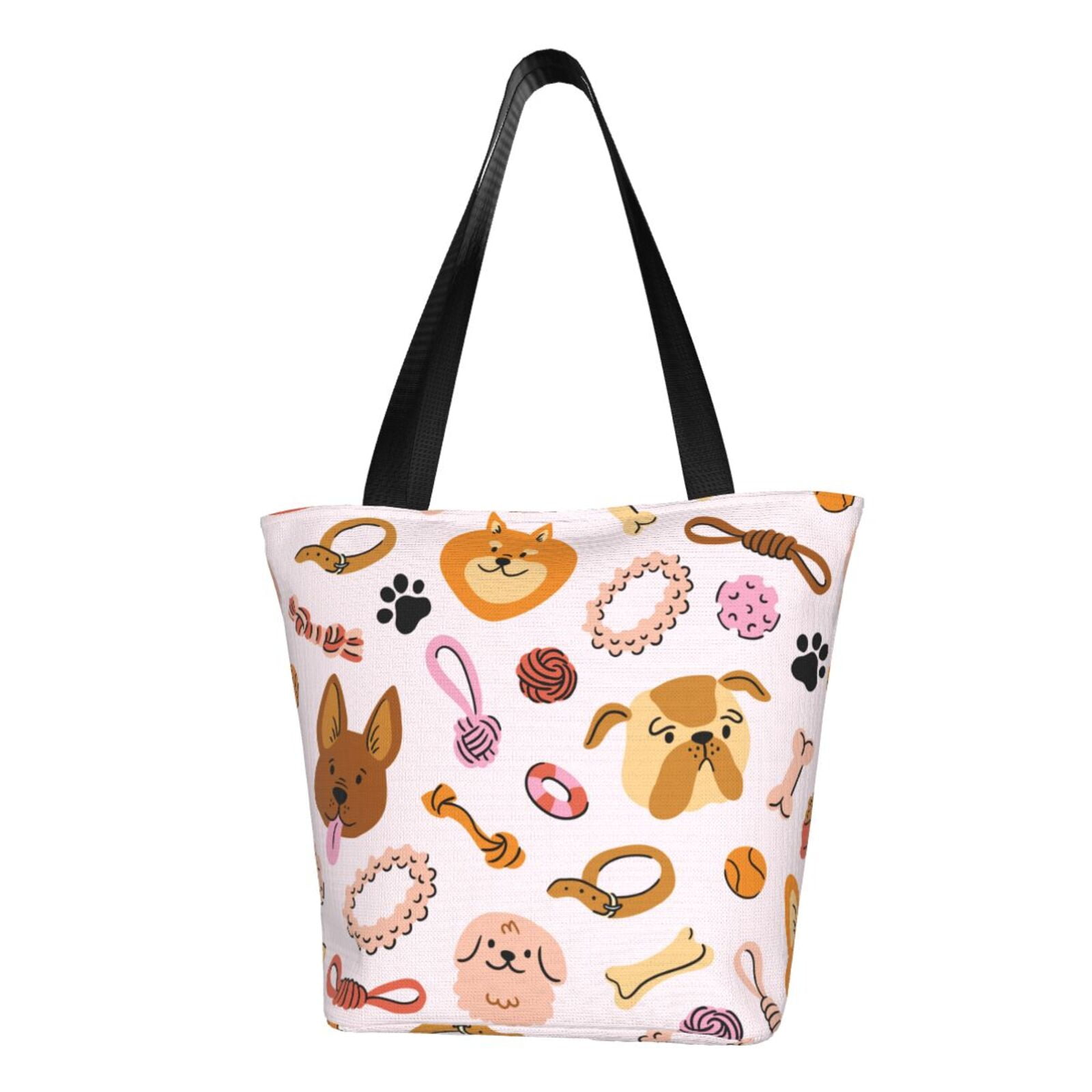 Fotbe Cute Dog Pattern Beach Tote,Shoulder Handbag,Spacious Tote Bag ...