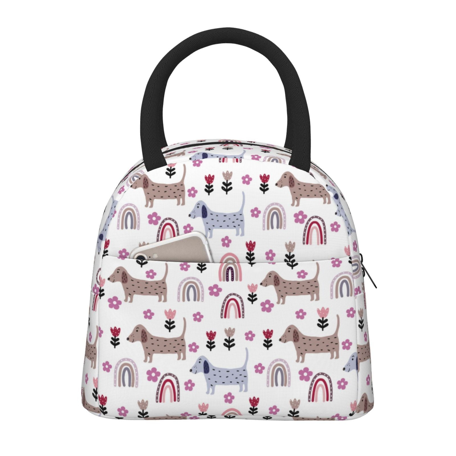 Fotbe Cute Dog Pattern Lunch Bag, Insulated Lunch Box, Small Leakproof ...