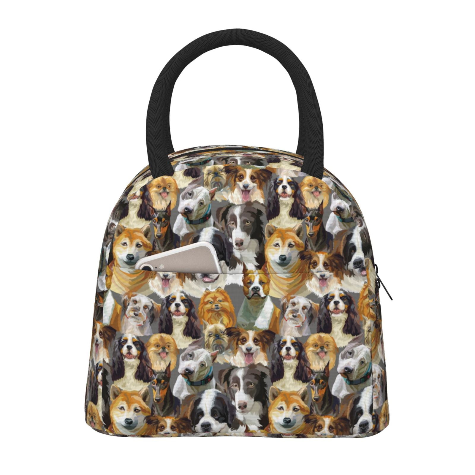 Fotbe Cute Dog Pattern Lunch Bag, Insulated Lunch Box, Small Leakproof ...