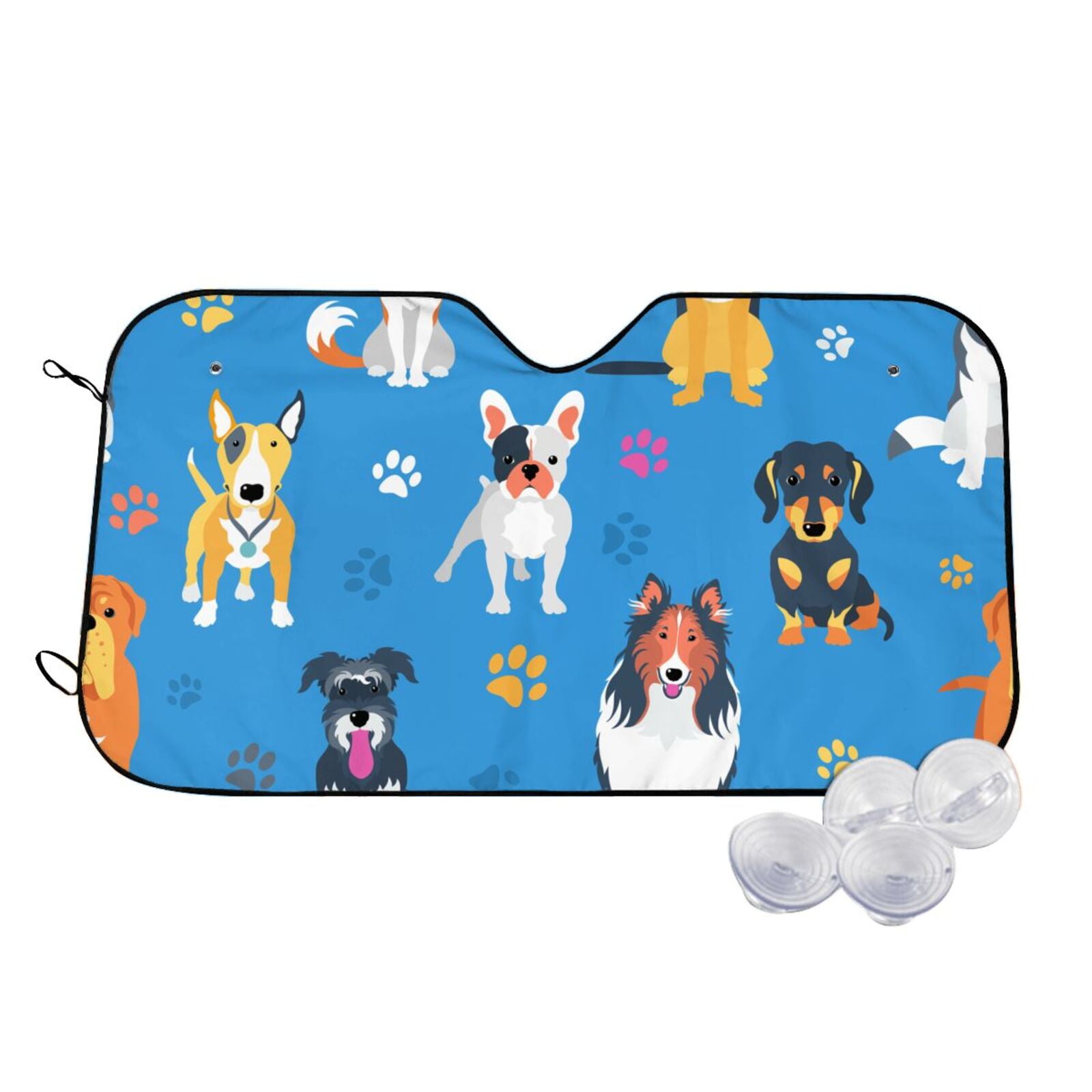 Fotbe Cute Dogs Car Windshield Sunshade | Sun Visor Protector Front ...
