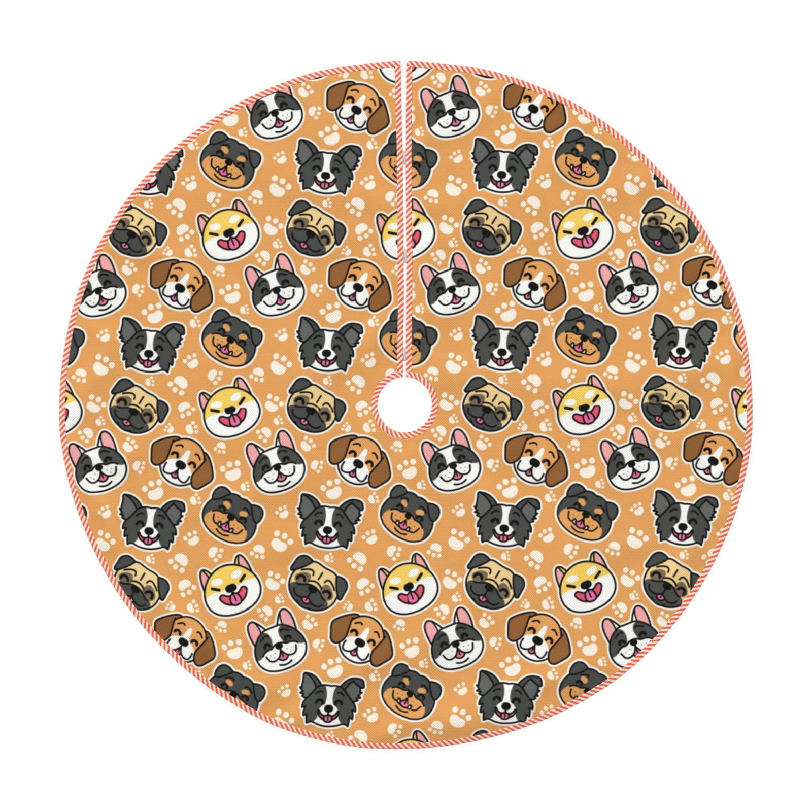 Fotbe Cute Dogs Head Pattern Christmas Tree Skirt, Tree Skirts Plush ...