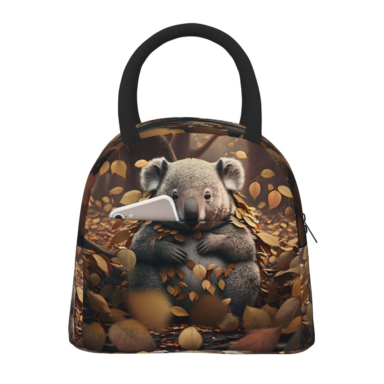 Fotbe Cute Fallen Leaf Koala Pattern Lunch Bag, Insulated Lunch Box ...