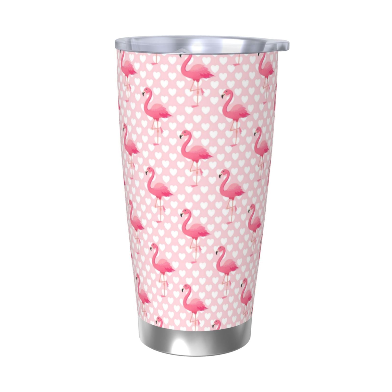 Fotbe Cute Flamingo with Heart Pattern 20 oz Tumbler Stainless Steel ...