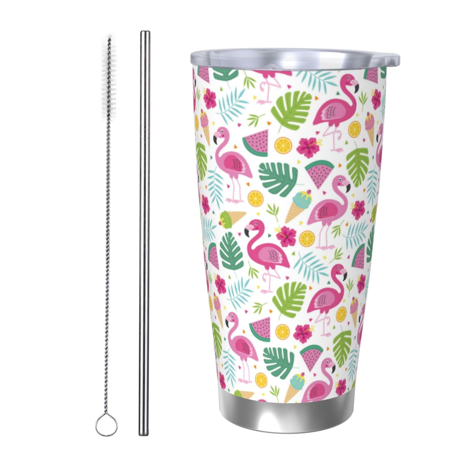 Fotbe Cute Flamingo Pattern 20 oz Tumbler Stainless Steel Vacuum ...