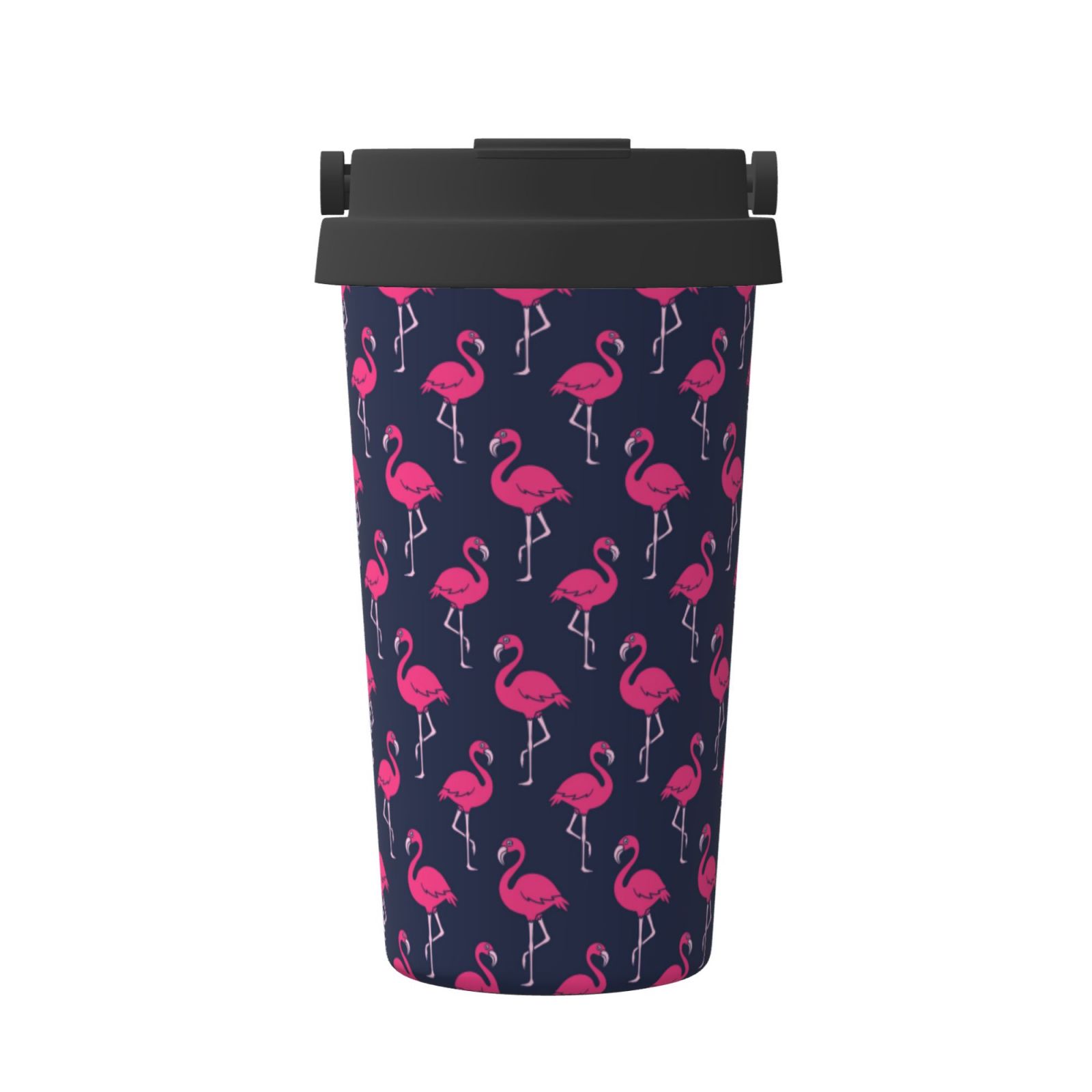 Fotbe Cute Flamingo Printed Insulated Travel Coffee Mug Spill Proof ...