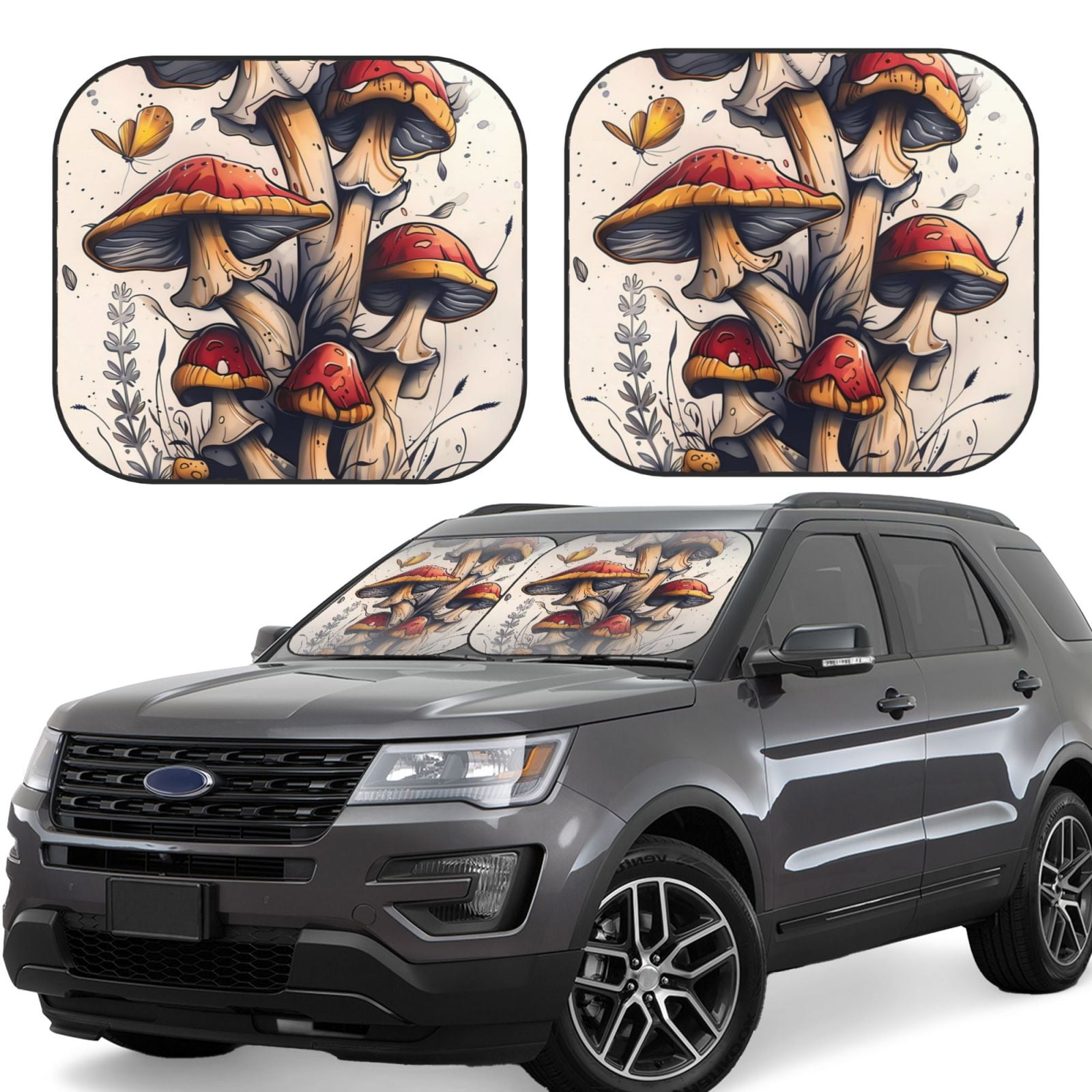 Fotbe Cute Forest Mushrooms 2-Piece Car Windshield Sun Shade | Sun ...