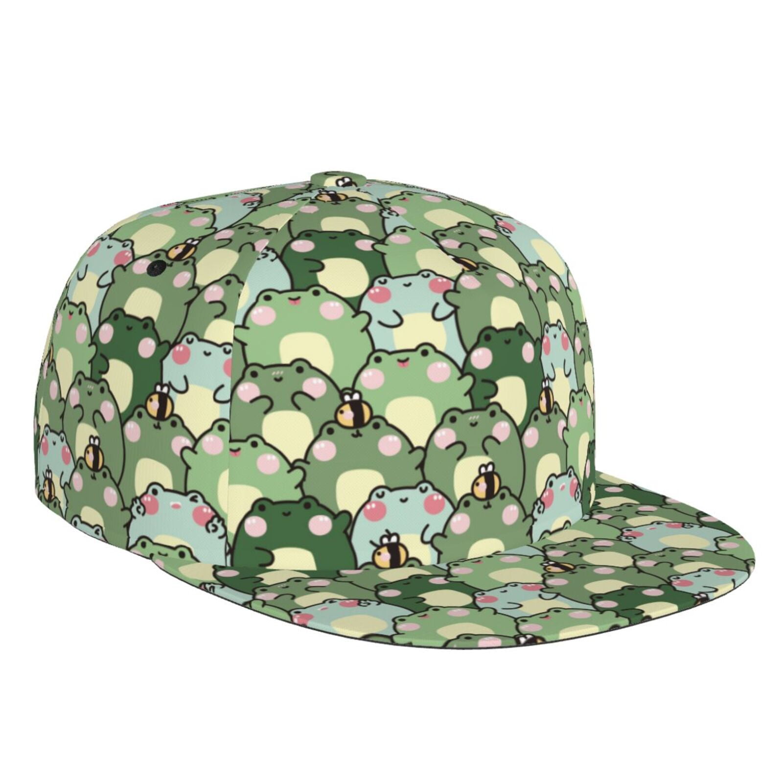 Fotbe Cute Frog Flat Bill Visor Cap Classic Snapback Hat Polyester Foam ...