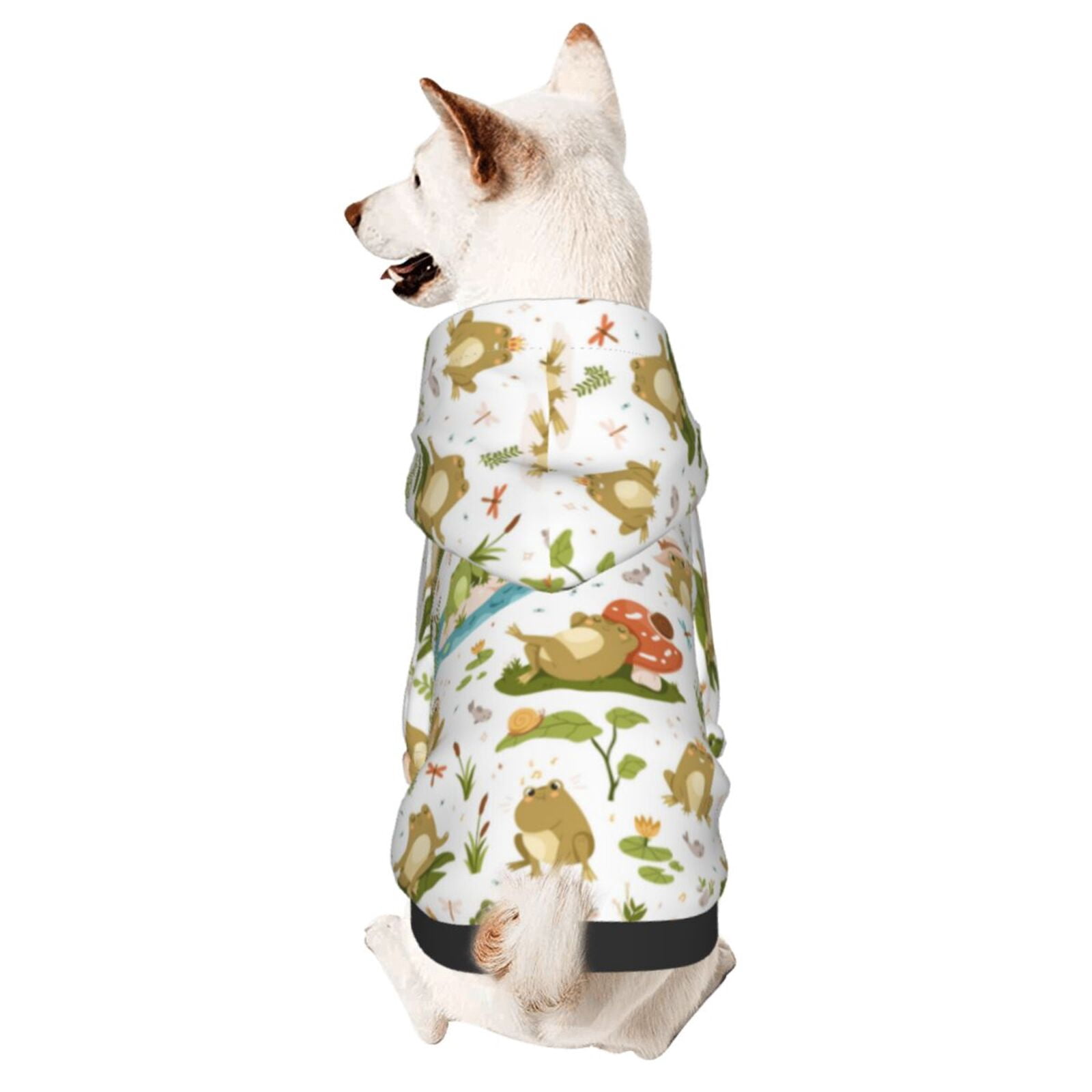 Fotbe Cute Frog Print Small Dog Sweater Hoodies Pet Grey Hooded Soft ...