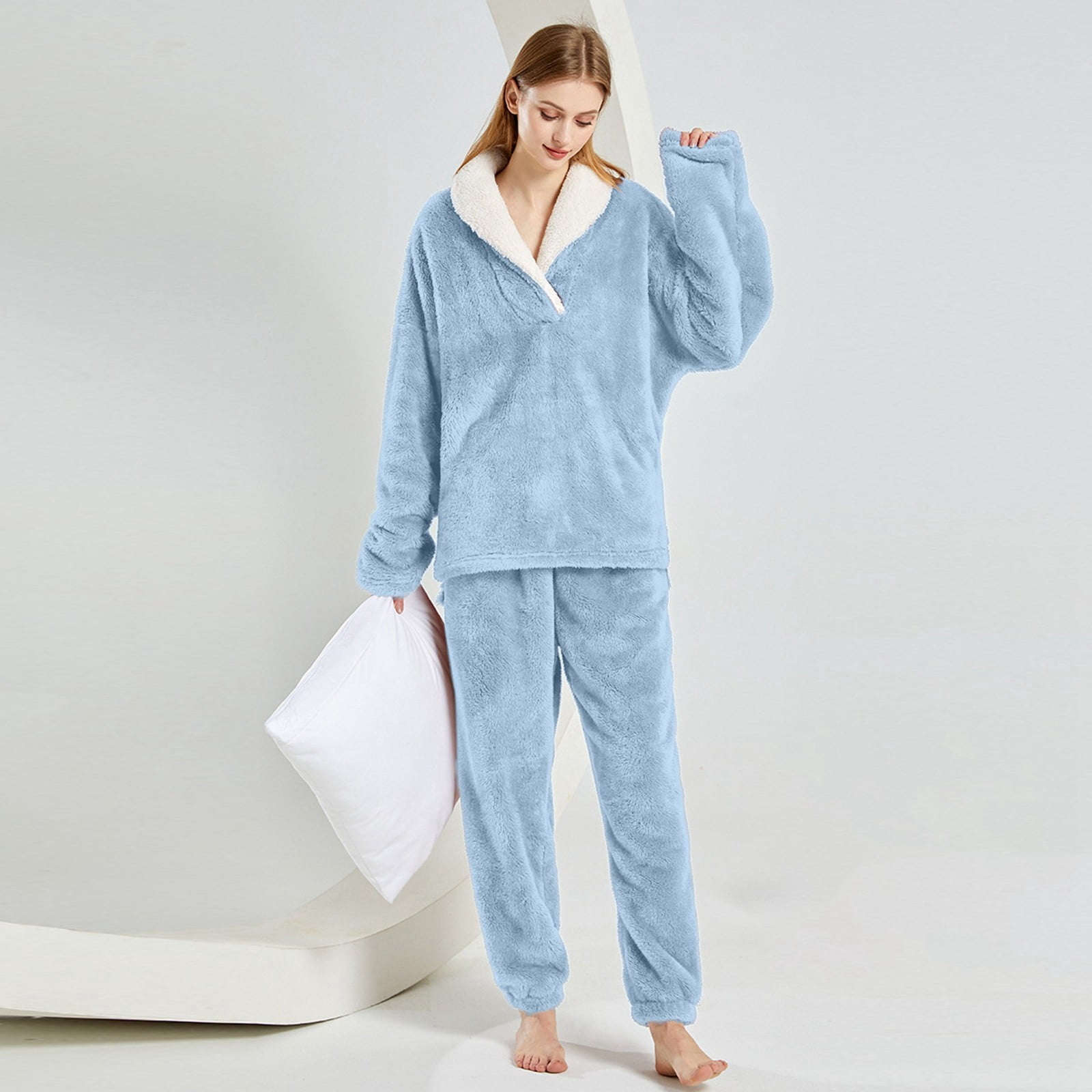 Comfortable Flannel Pajamas Long Sleeve Plus Size Loose Fit EU Sizes ...