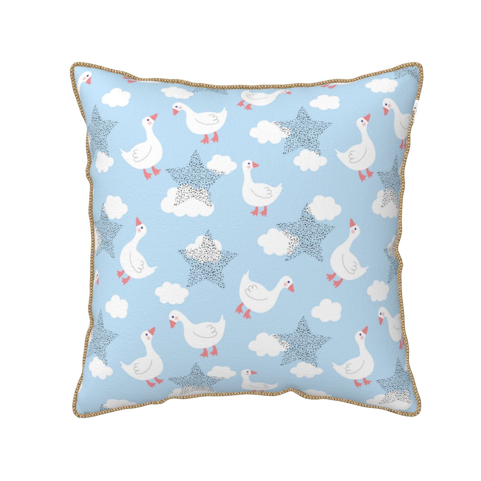 Fotbe Cute Goose On A Blue Sky Pattern Velvet Decorative Throw Pillow ...