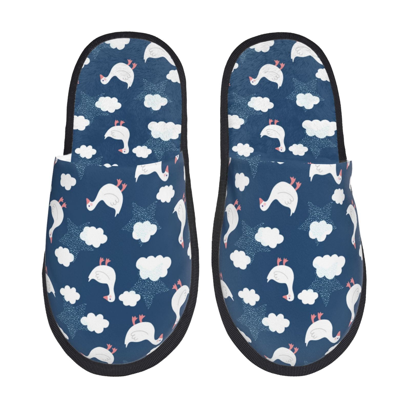 Fotbe Cute Goose On Blue Sky Pattern Women's Fuzzy Slippers Plush ...