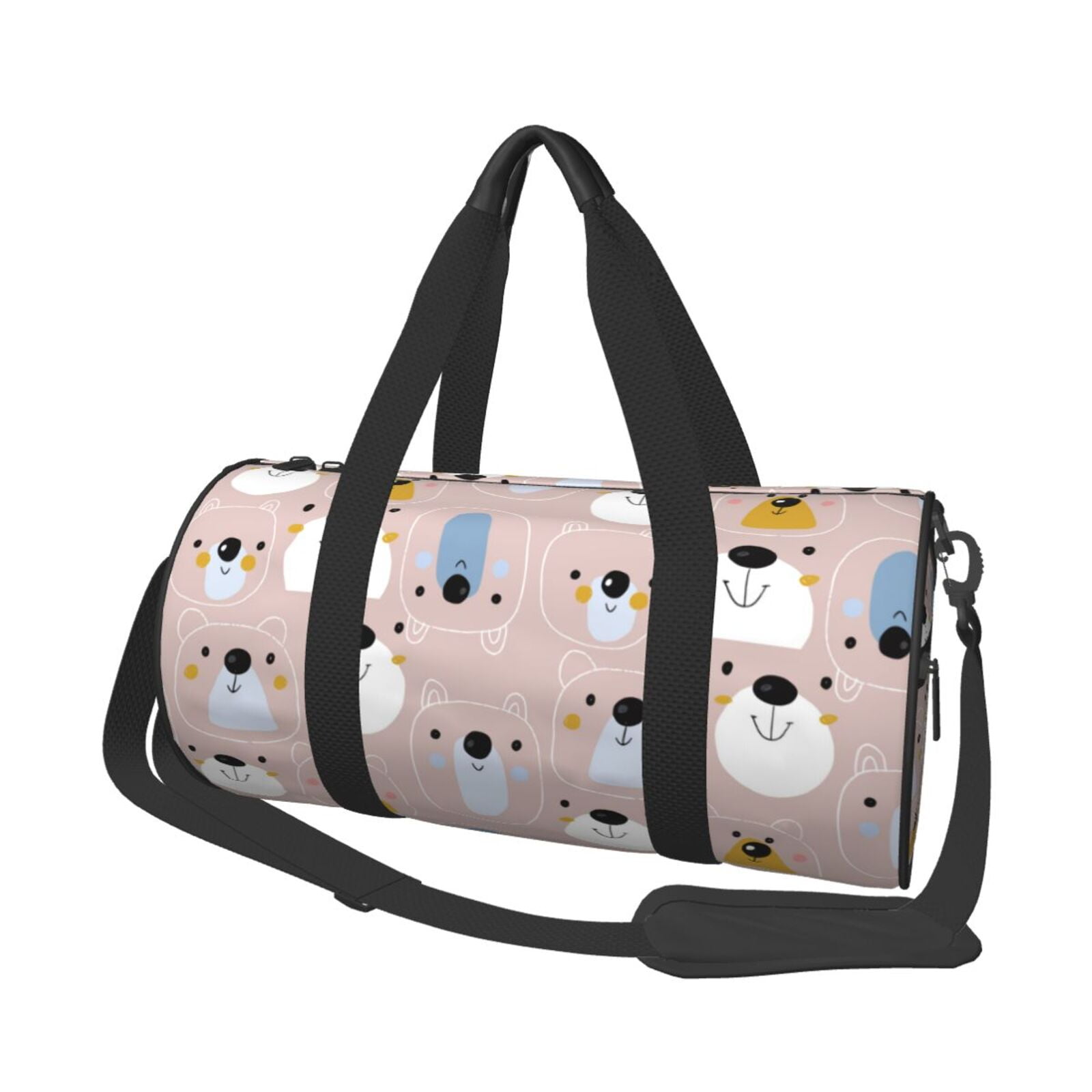 Fotbe Cute Hand Drawn Bear Pattern Foldable Sports Gym Bag with Wet Dry ...