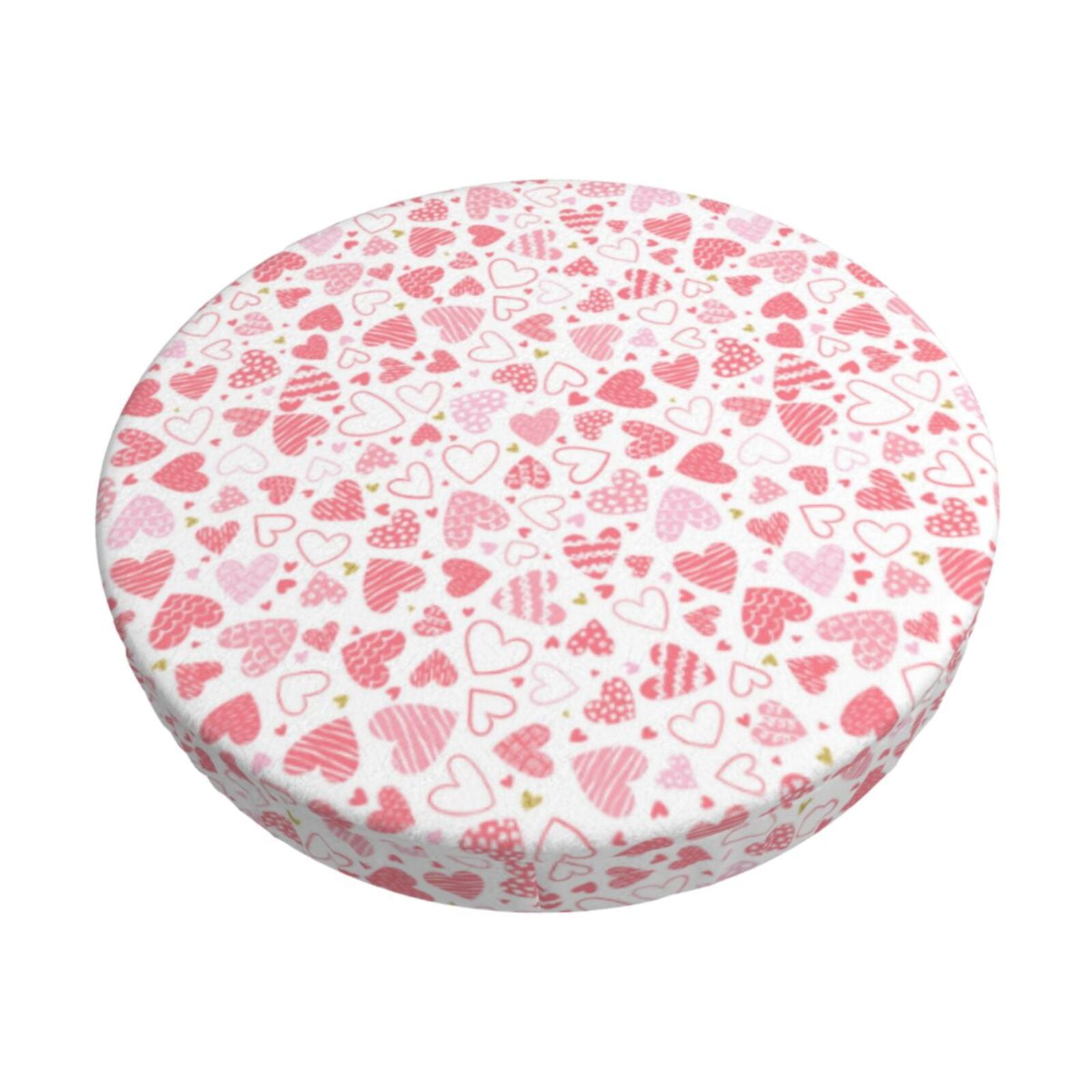 Fotbe Cute Hand Drawn Hearts Stool Covers Round,Waterproof Round Bar ...