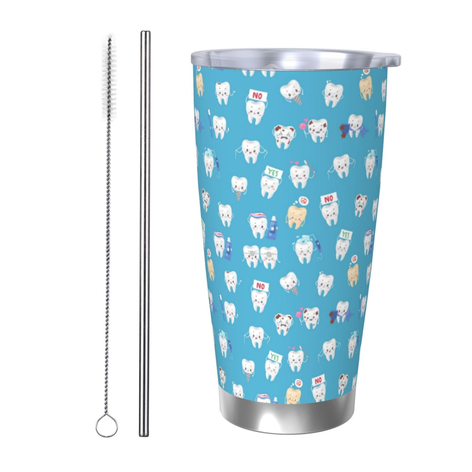 Fotbe Cute Healthy Teeth Pattern 20 oz Tumbler Stainless Steel Vacuum ...