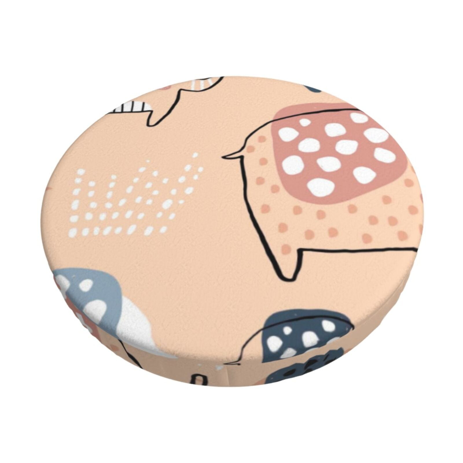 Fotbe Cute Ink Drawn Elephants Stool Covers Round,Waterproof Round Bar ...