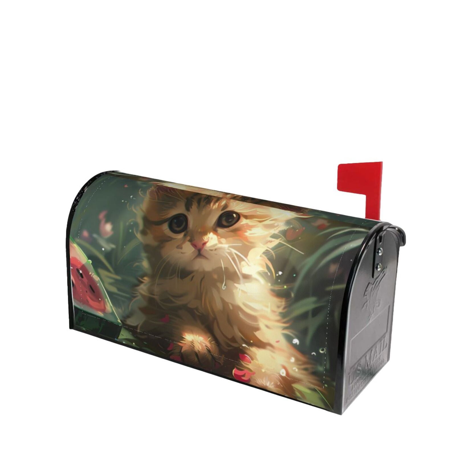 Fotbe Cute Kitten Water Lilies Mailbox Covers Post Letter Box Cover ...