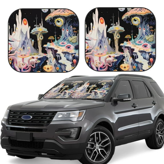 Fotbe Cute Mushroom Landscape 2-Piece Car Windshield Sun Shade | Sun ...