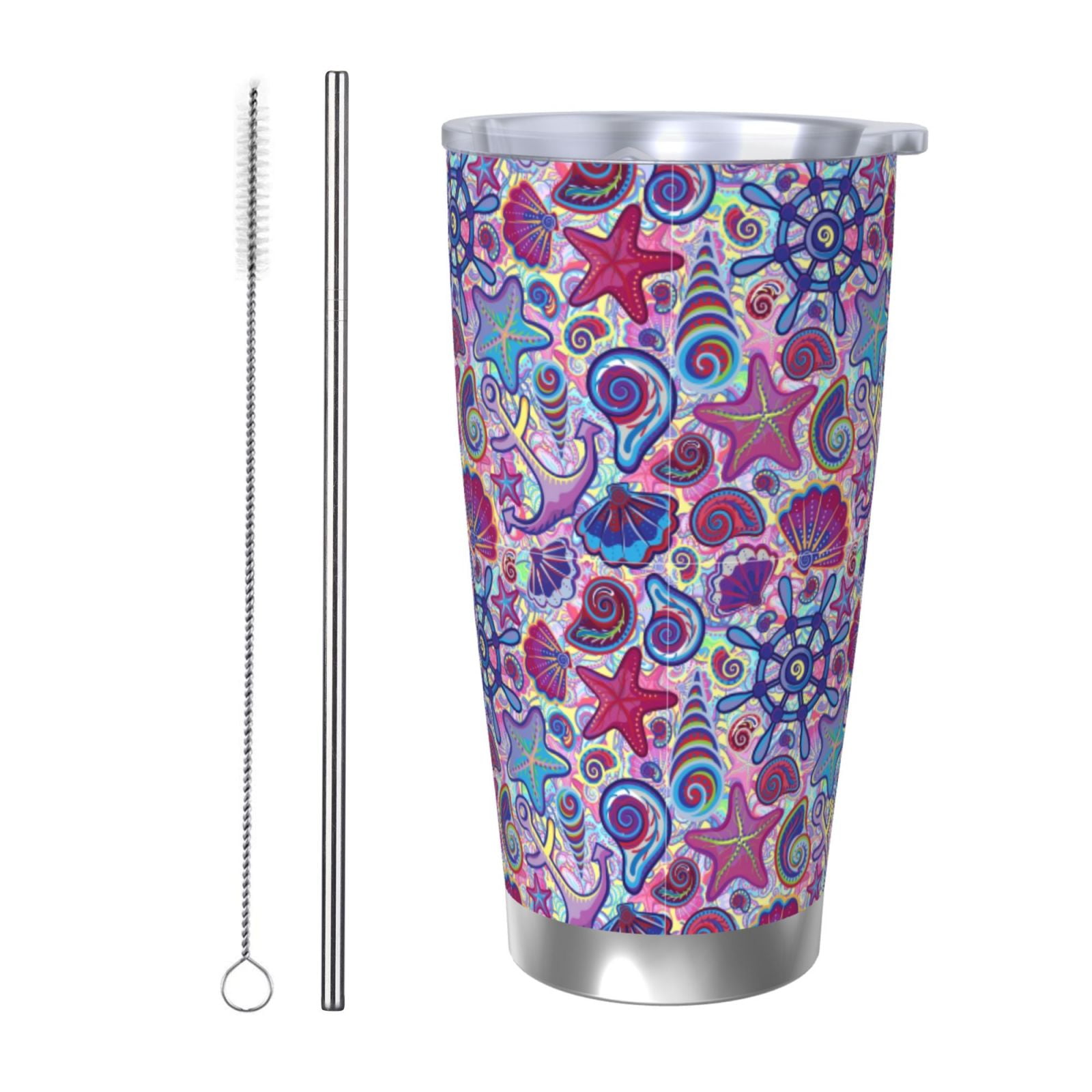 Fotbe Cute Nautical Pattern 20 oz Tumbler Stainless Steel Vacuum ...
