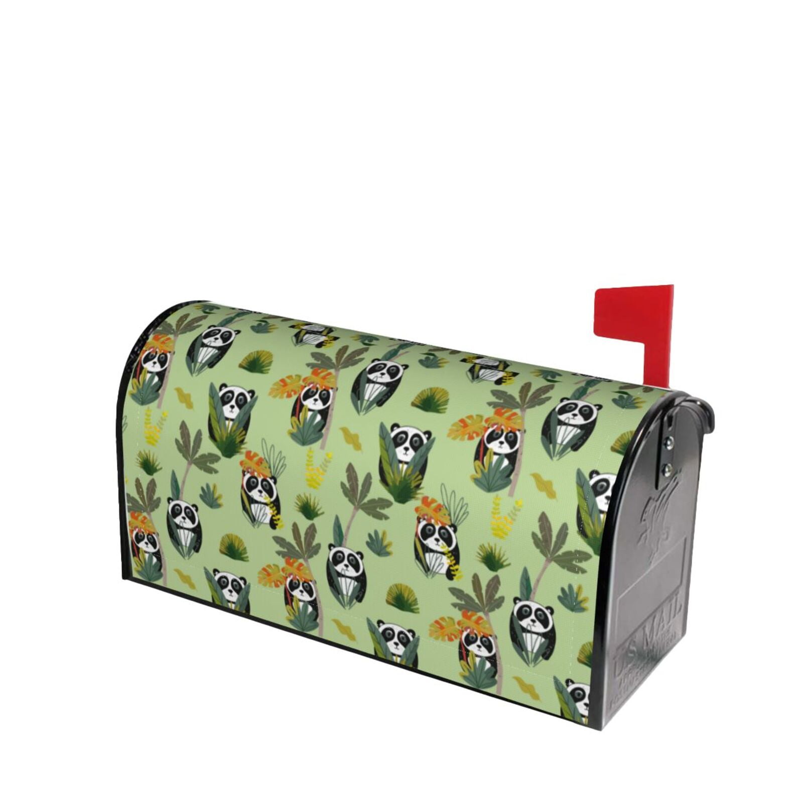 Fotbe Cute Panda Bear In Greenery Forest Mailbox Covers Post Letter Box ...