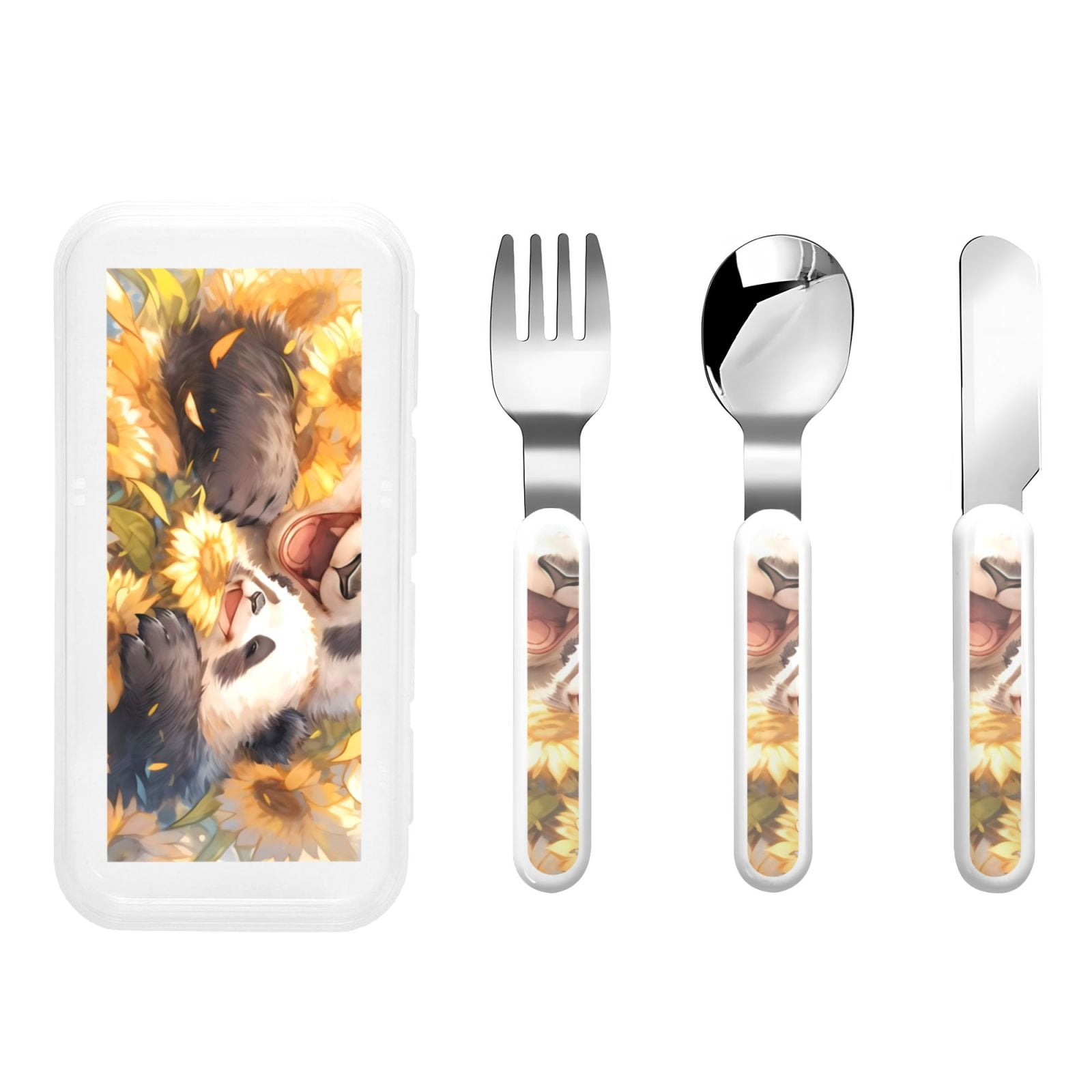 Fotbe Cute Panda Sunflower for Stainless Steel Kids Silverware Set ...