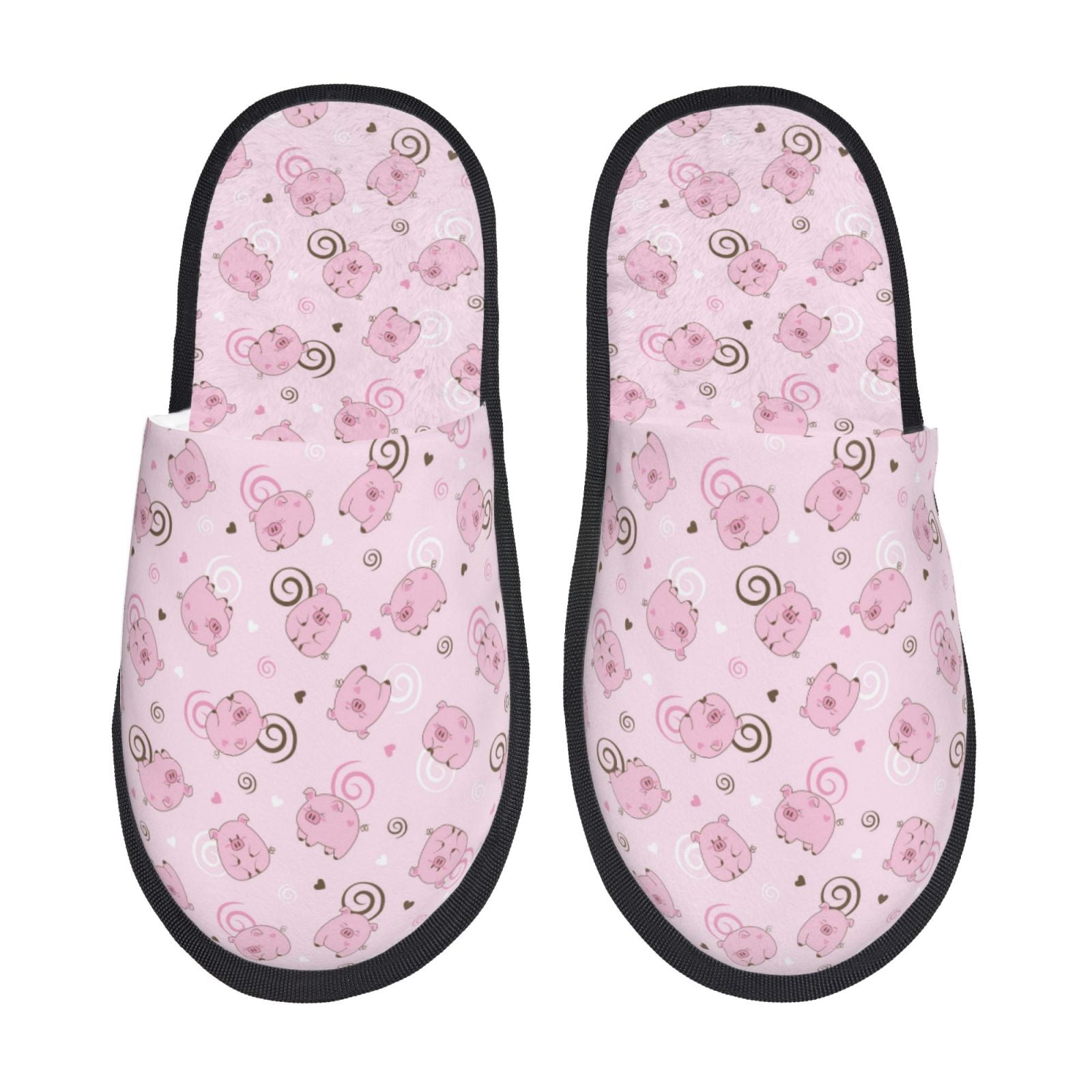 Fotbe Cute Pig Pattern Women's Fuzzy Slippers Plush Slippers Fluffy ...