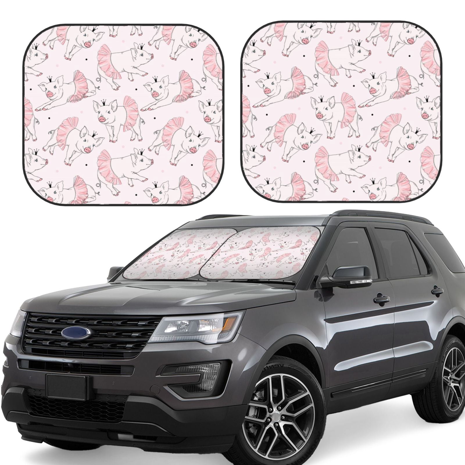 Fotbe Cute Piggy Ballerina 2-Piece Car Windshield Sun Shade | Sun ...