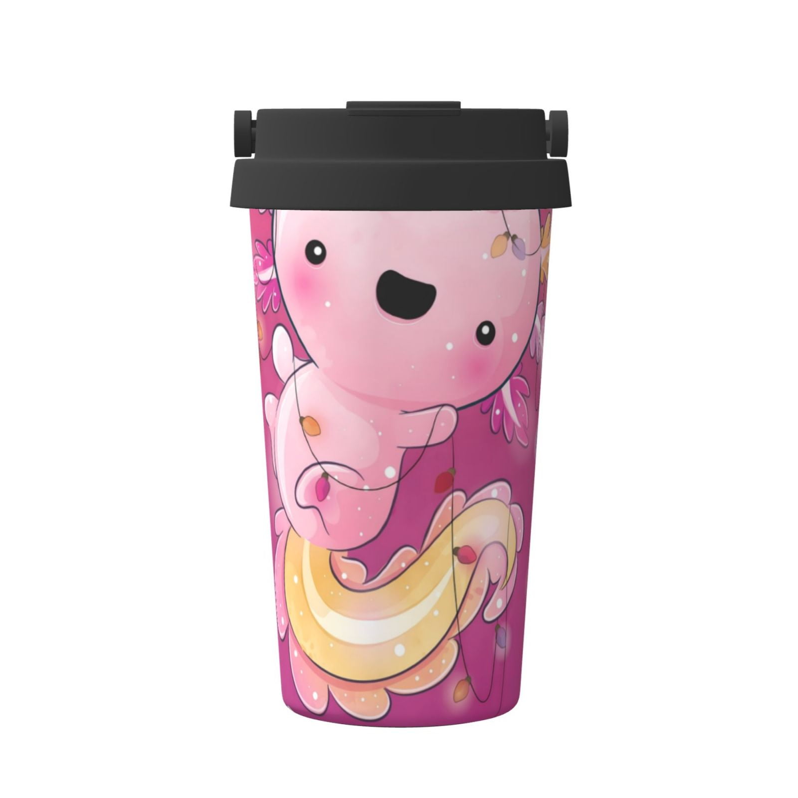 Fotbe Cute Pink Axolotl A Printed Insulated Travel Coffee Mug Spill ...