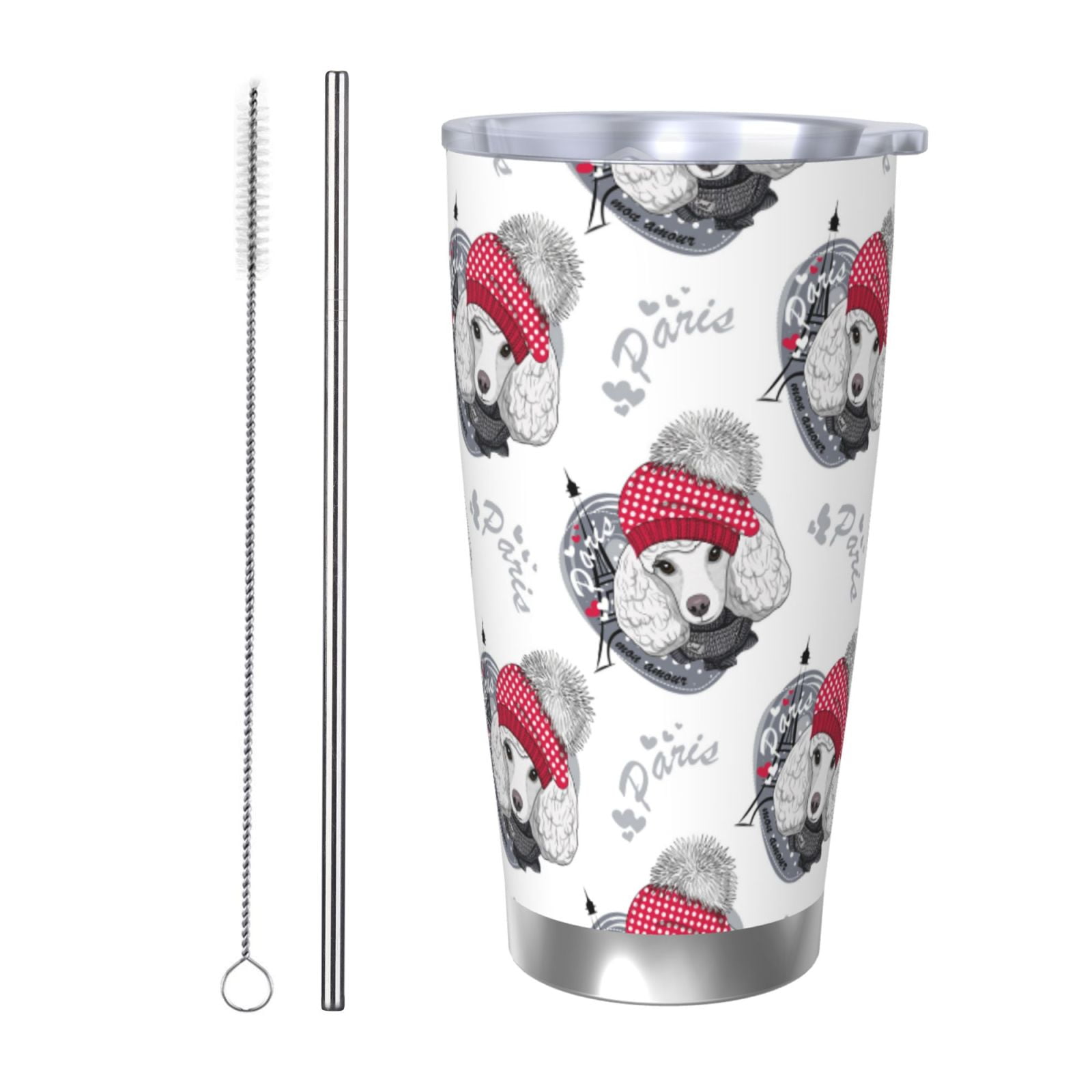 Fotbe Cute Poodle Dog Pattern 20 oz Tumbler Stainless Steel Vacuum ...