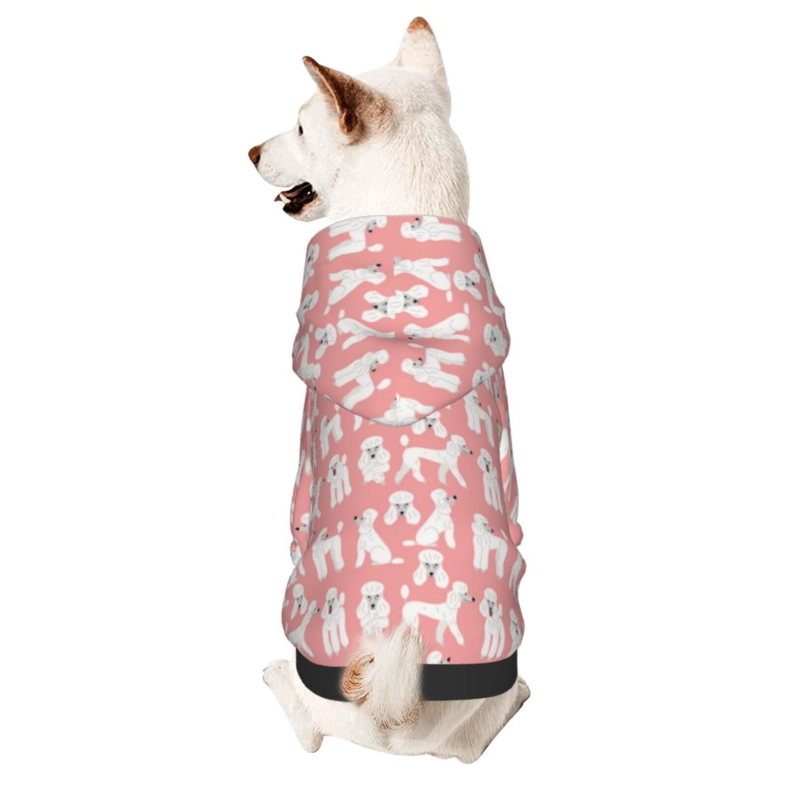 Fotbe Cute Poodle Dog Print Small Dog Sweater Hoodies Pet Grey Hooded ...