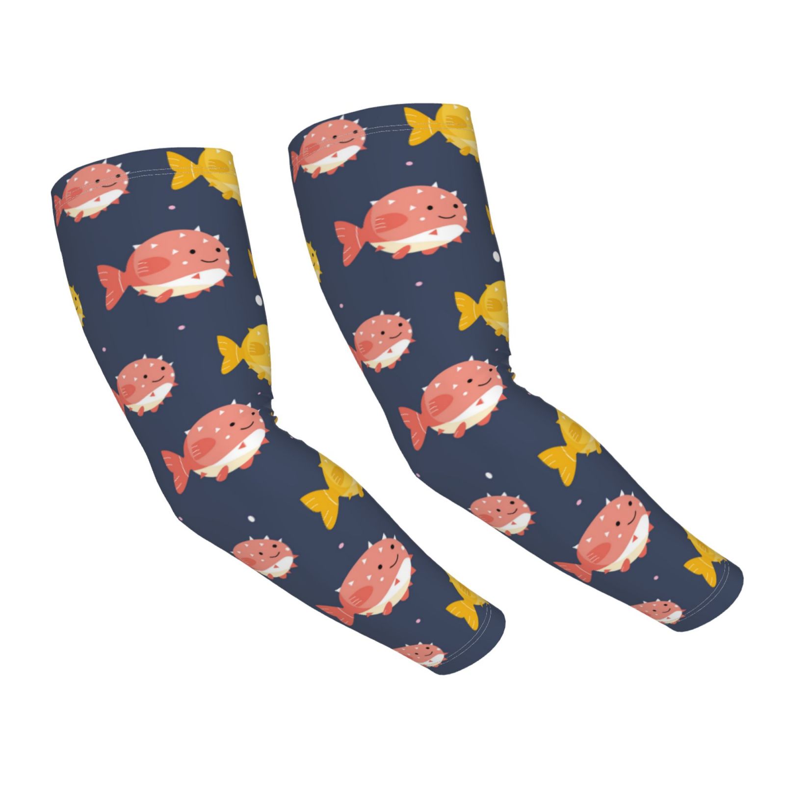 Fotbe Cute Puffer Fish UV Sun Protection Arm Sleeves - Tattoo Cover Up ...
