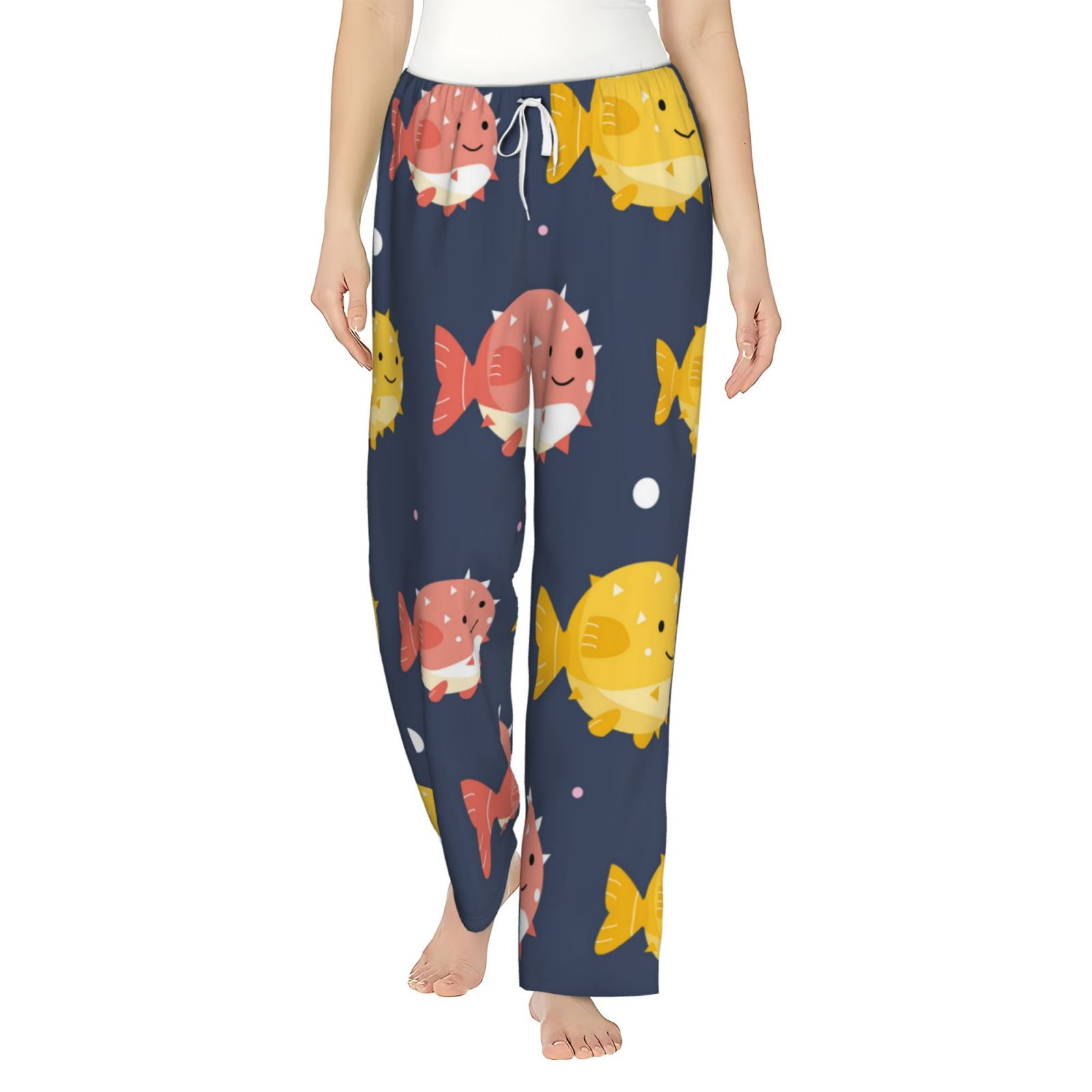Fotbe Cute Puffer Fish Women's Pajama Pants,Sleepwear Pants,Pj Bottoms ...