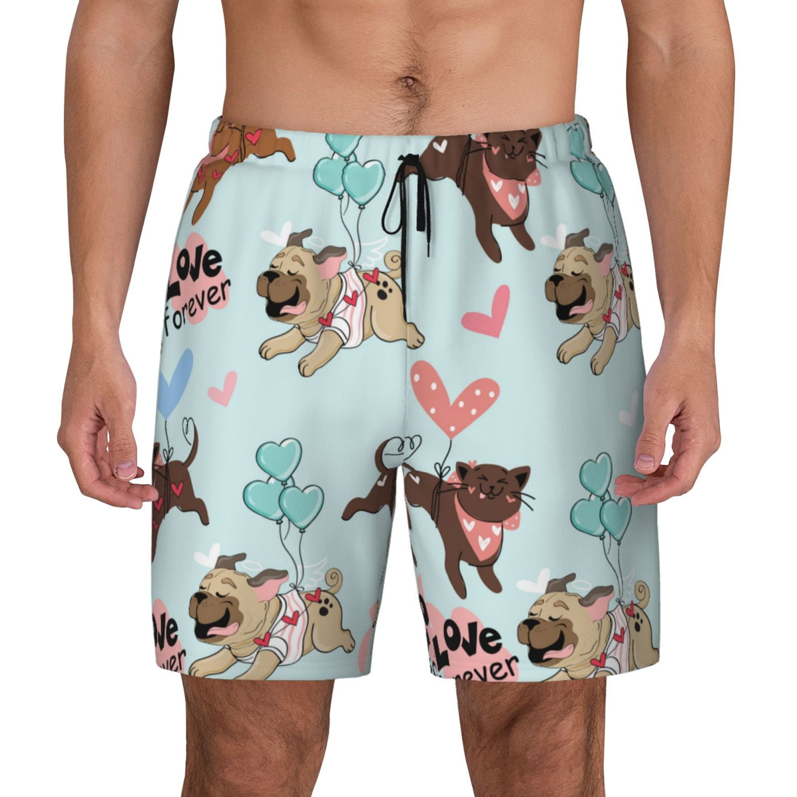 Fotbe Cute Pug Dogs Men’s Swim Trunks Quick Dry Swim Shorts Board ...