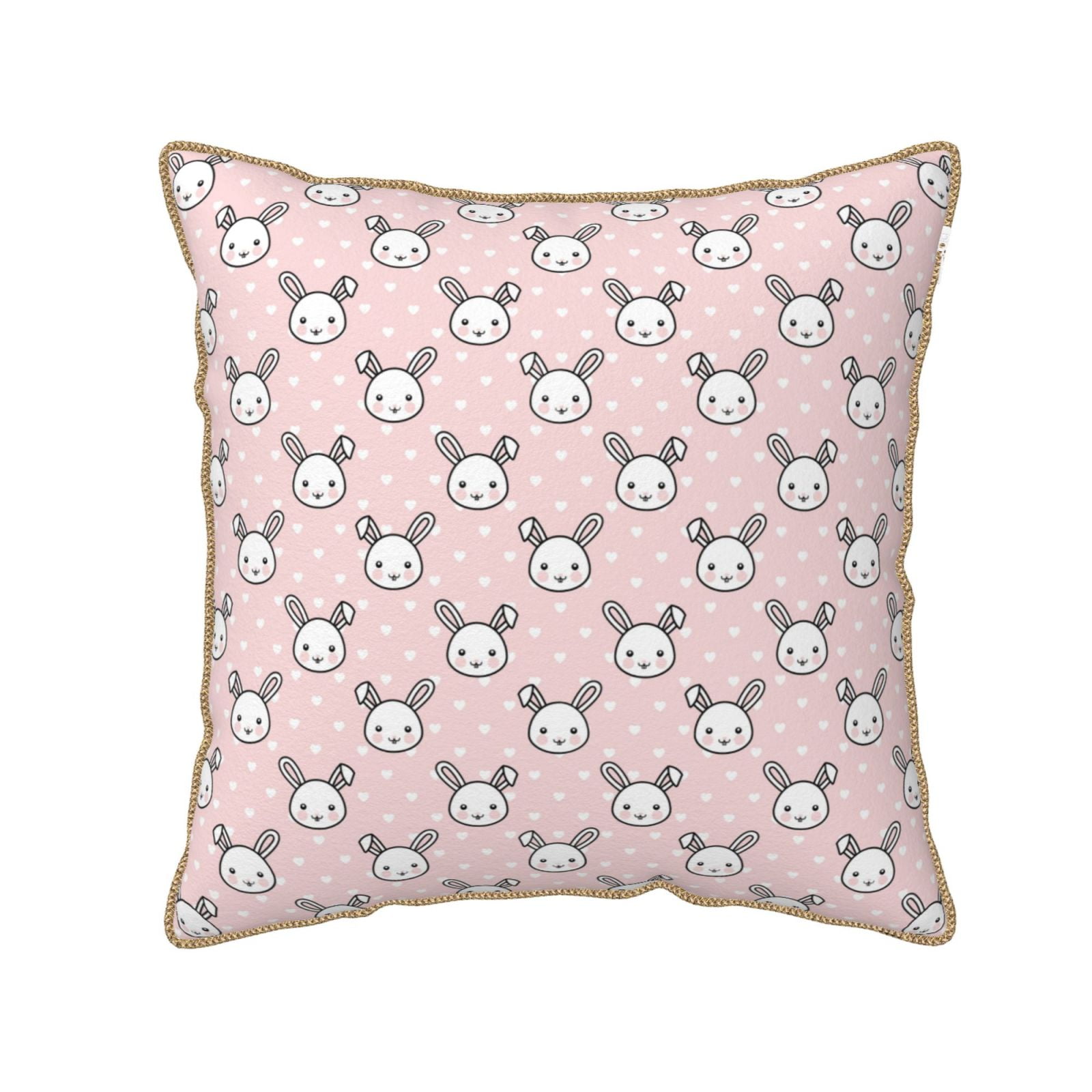Fotbe Cute Rabbit Pattern Velvet Decorative Throw Pillow Covers with ...