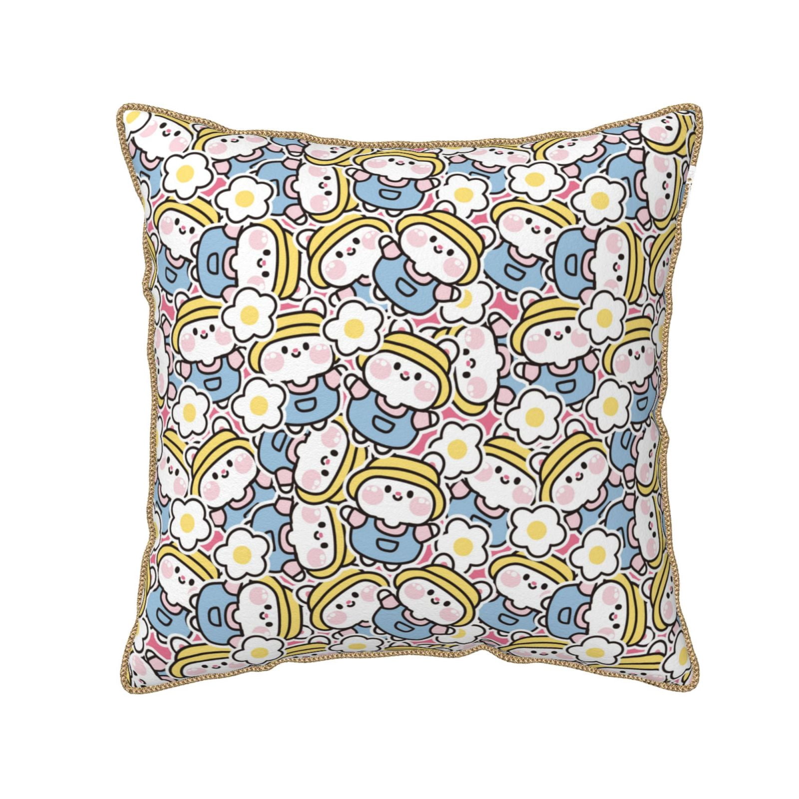 Fotbe Cute Rabbit Pattern Velvet Decorative Throw Pillow Covers with ...