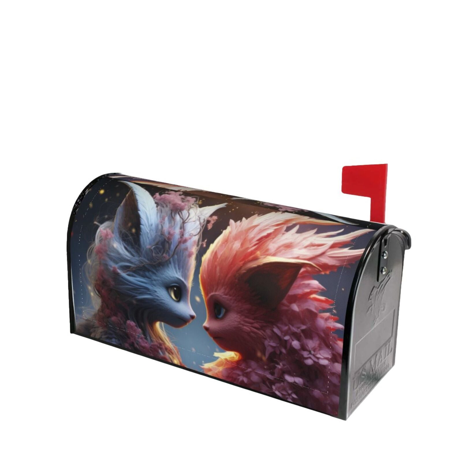 Fotbe Cute Red And White Elf Mailbox Covers Post Letter Box Cover ...