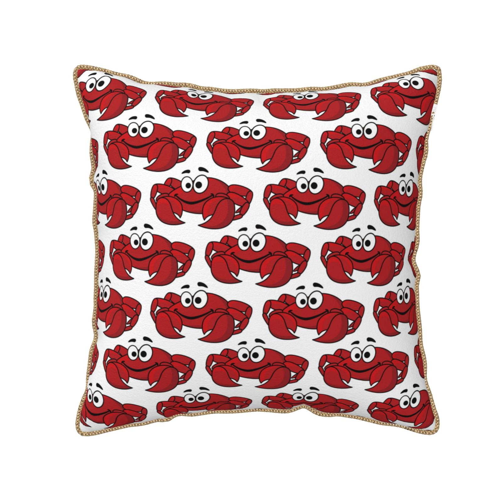 Fotbe Cute Red Crab Pattern Velvet Decorative Throw Pillow Covers with ...