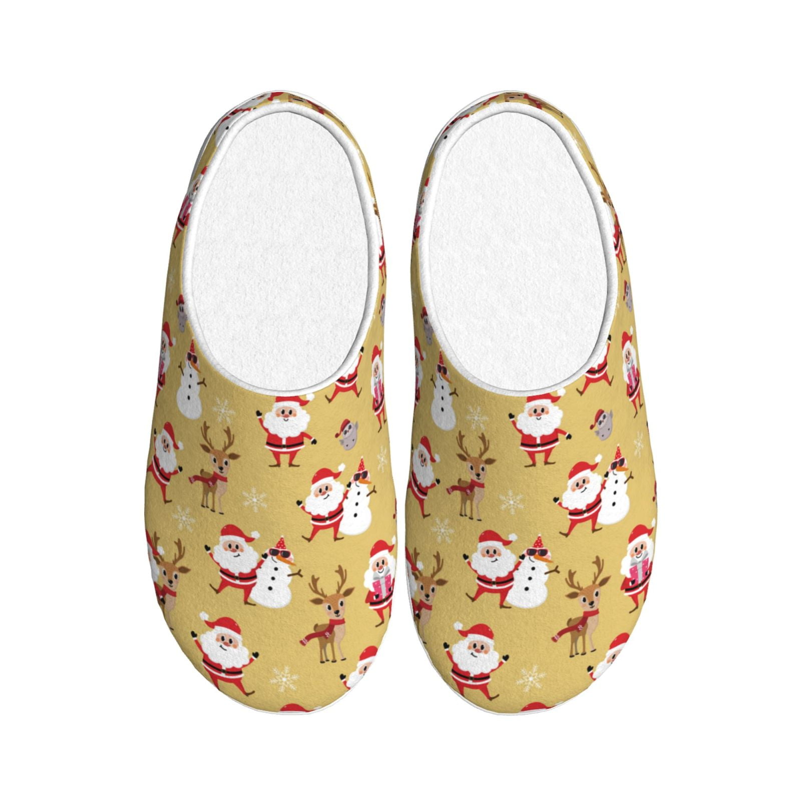 Fotbe Cute Santa and Reindeer Pattern Women's Fuzzy Curly Fur Memory ...