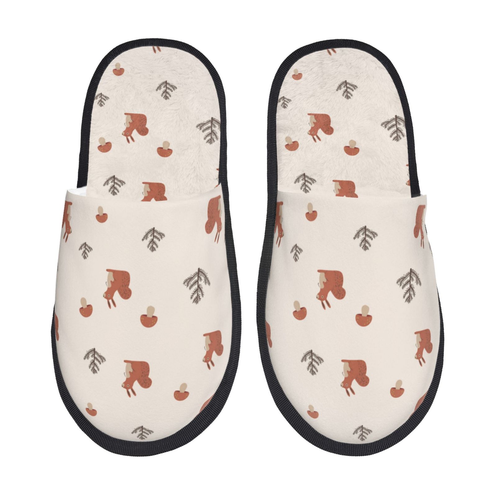 Fotbe Cute Squirrel Pattern Women's Fuzzy Slippers Plush Slippers ...