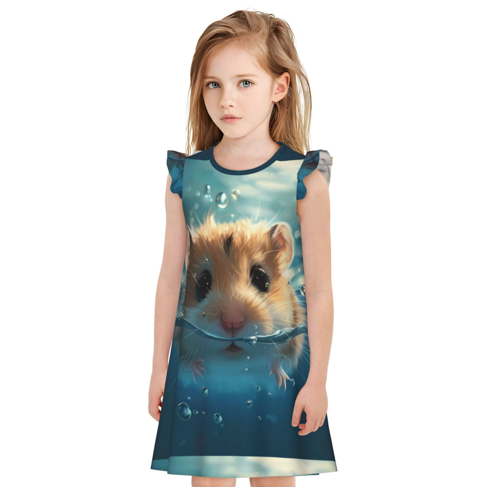 Fotbe Cute Swimming Guinea Pig Pattern Girls Nightgowns 3-10 Years ...