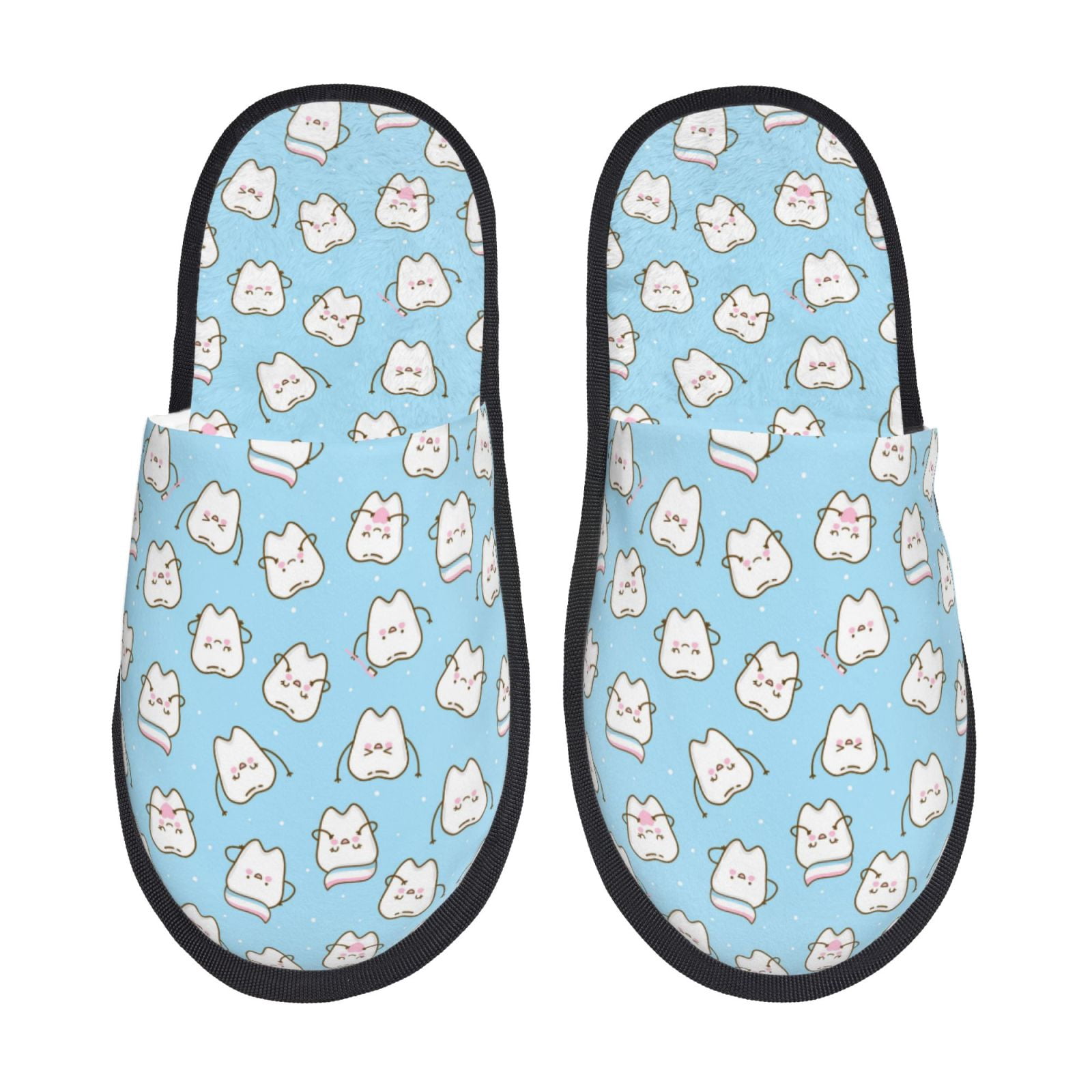 Fotbe Cute Teeth Pattern Women's Fuzzy Slippers Plush Slippers Fluffy ...