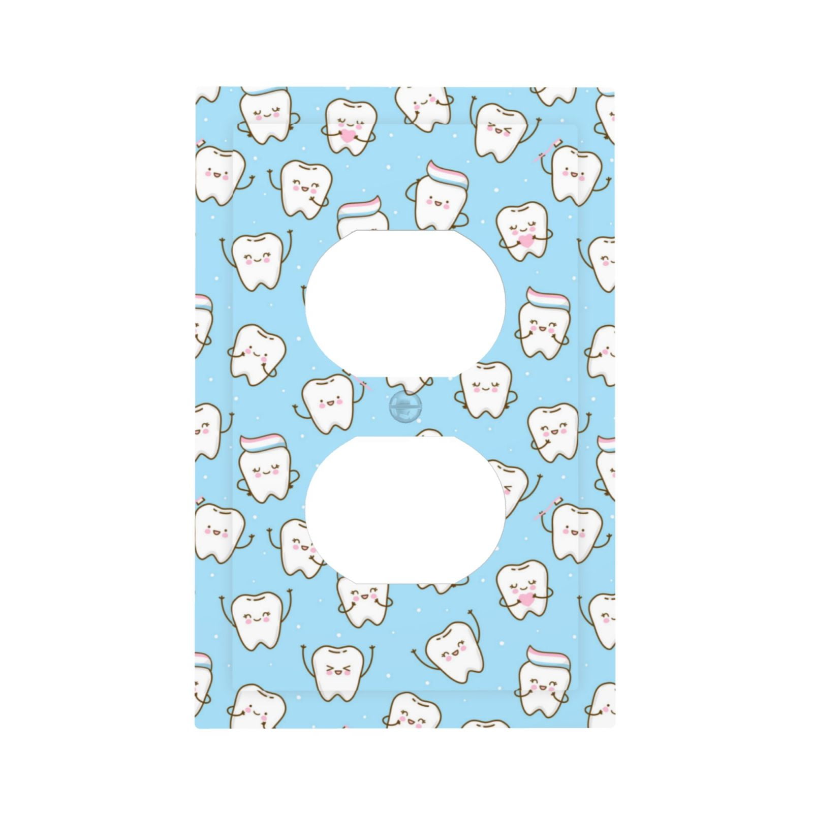 Fotbe Cute Teeth Print Duplex Receptacle Wall Plate, 1-Gang 5.0" x3.0 ...