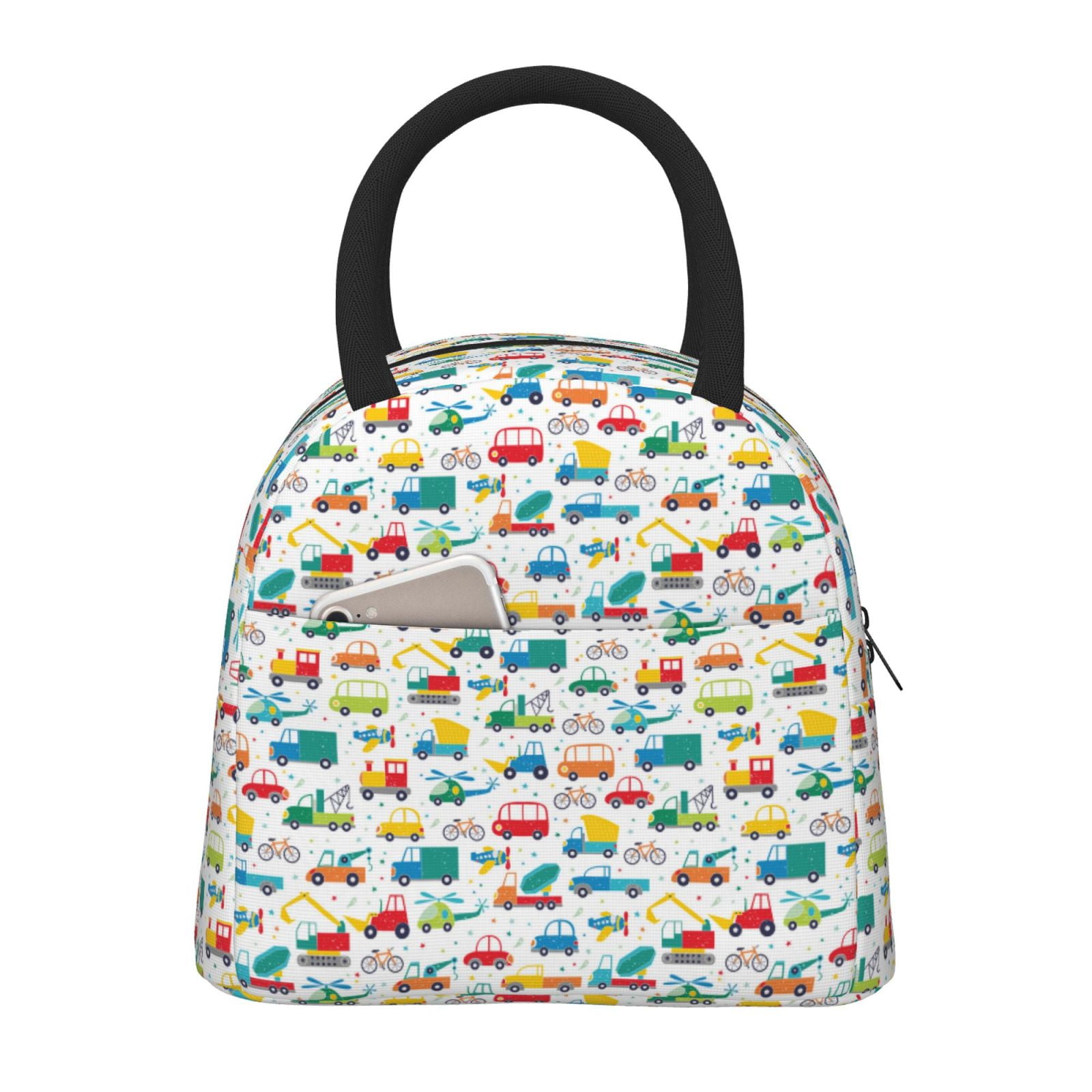 Fotbe Cute Transport Pattern Lunch Bag, Insulated Lunch Box, Small ...