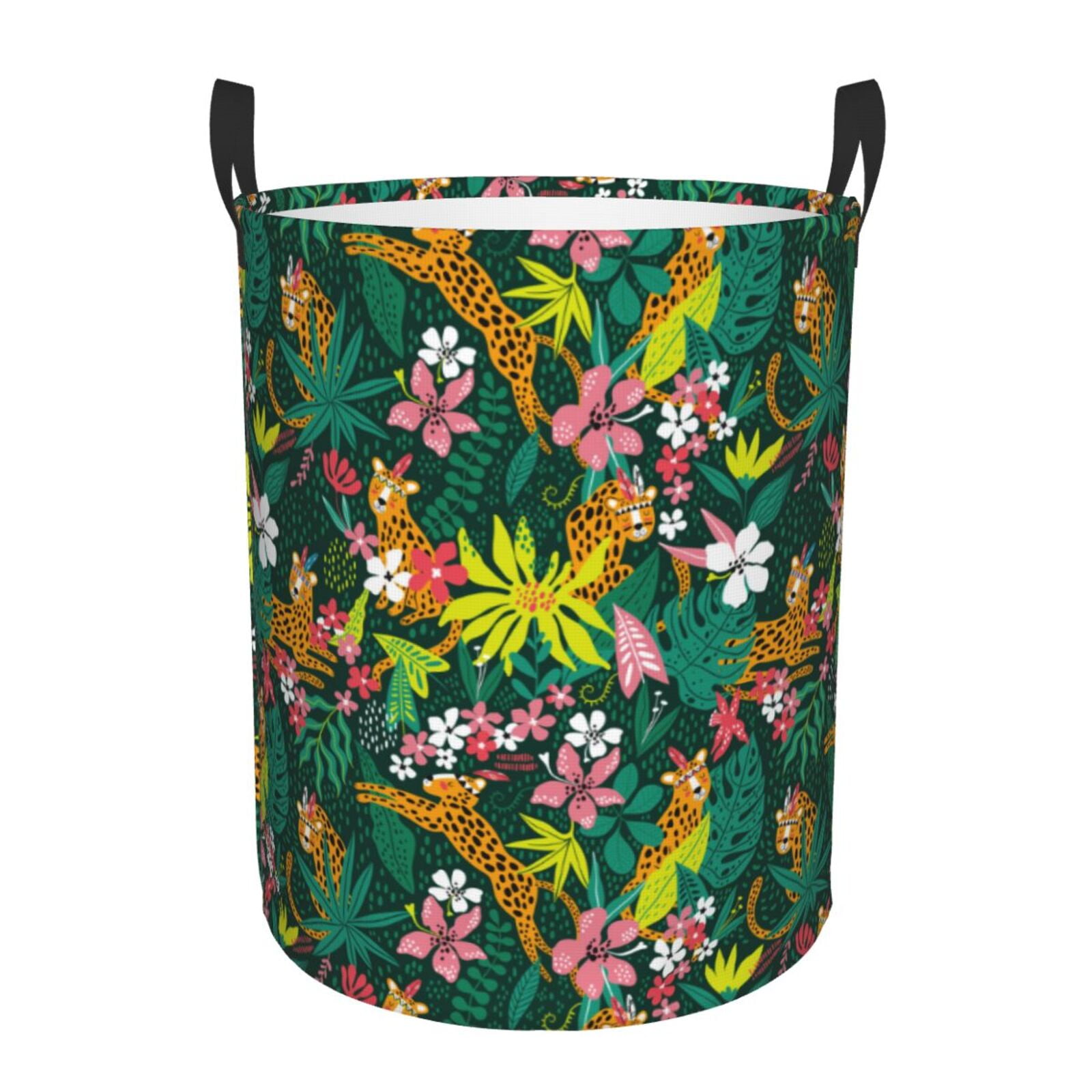 Fotbe Cute Tribal Leopards Laundry Basket with Handles, Waterproof ...