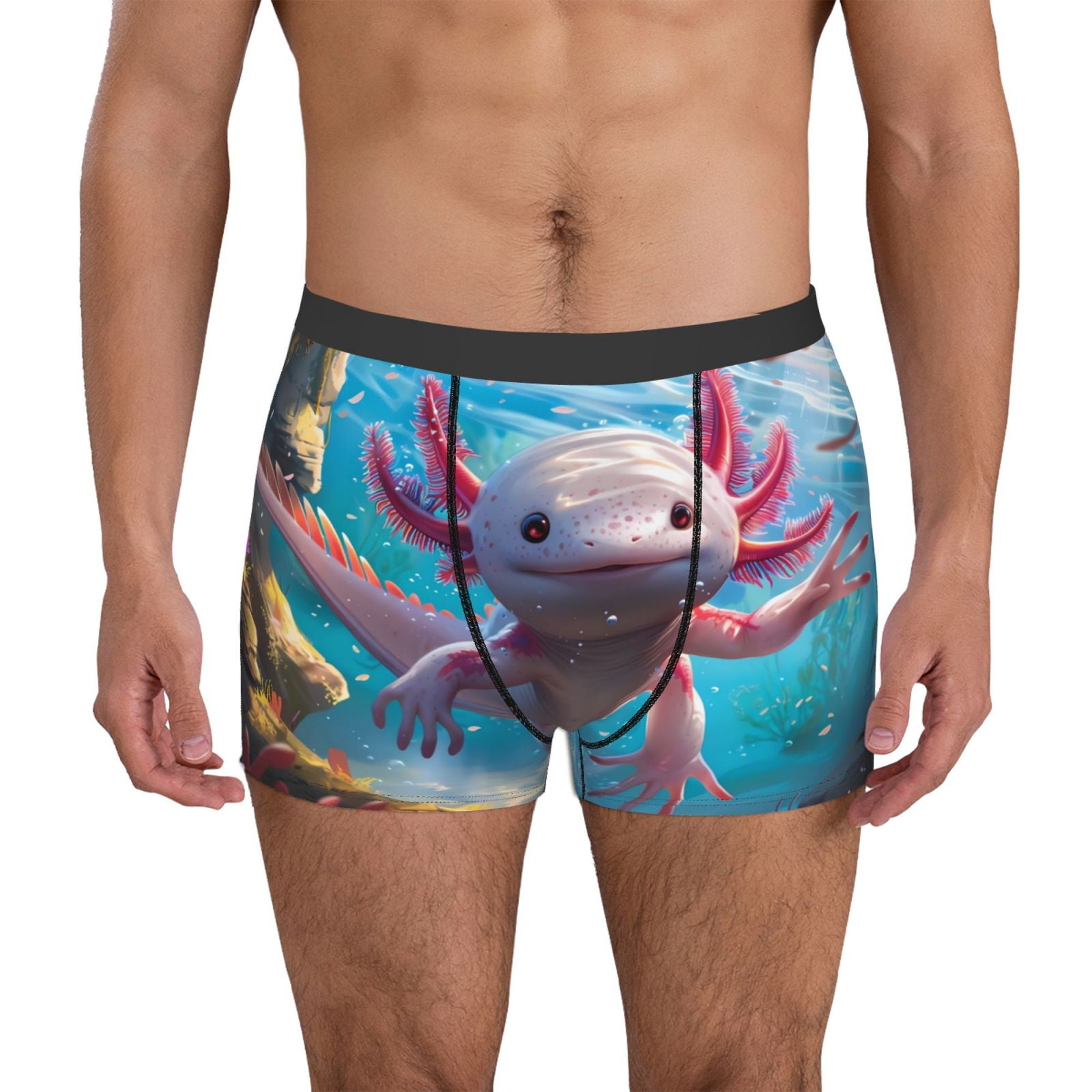 Fotbe Cute Underwater Axolotl Men’s Total Support Pouch Boxer Briefs, X-Temp Cooling, Moisture ...