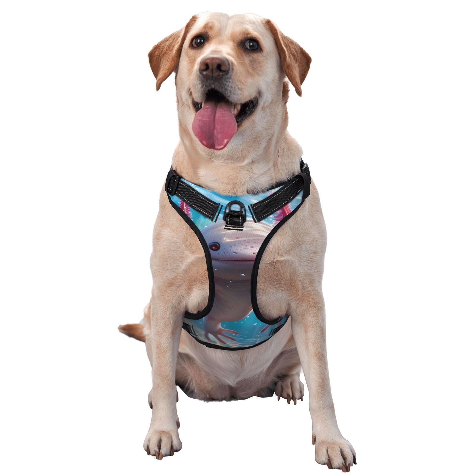 Fotbe Cute Underwater Axolotl Pattern Dog Harness, No-Pull Pet Harness ...